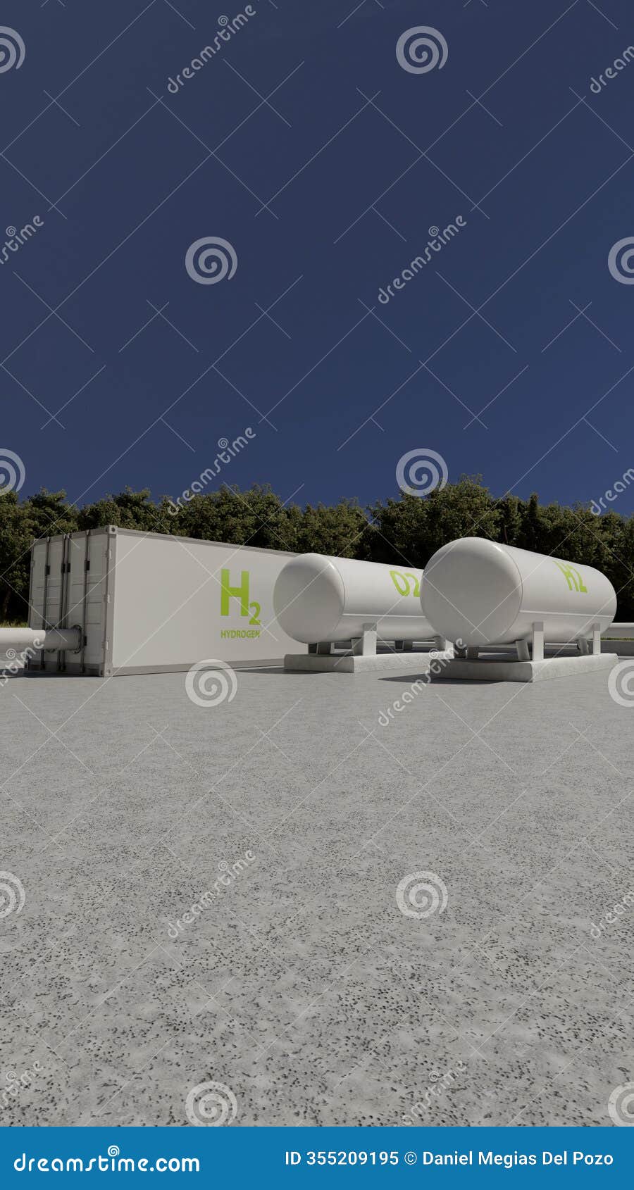 Hydrogen and Oxygen Storage Tanks Powering Sustainable Future. 3d ...