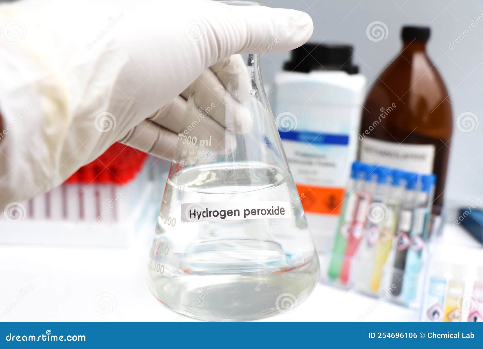 Hydrogen Peroxide in Glass, Chemical in the Laboratory Stock Photo ...