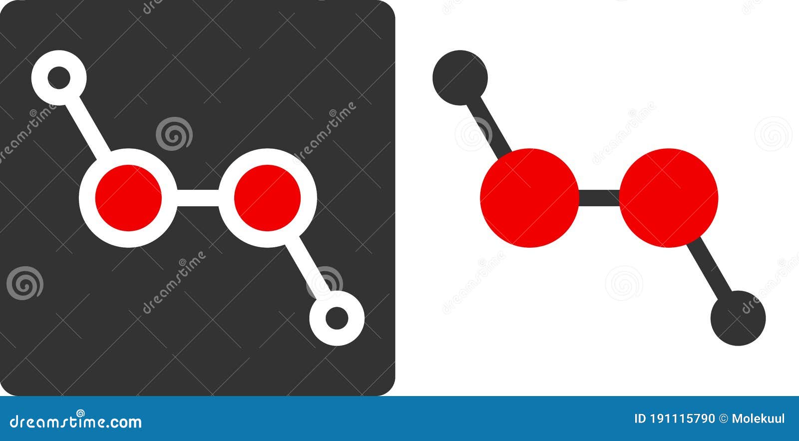 Hydrogen Peroxide H2O2 Molecule, Flat Icon Style. Atoms Shown As Color ...