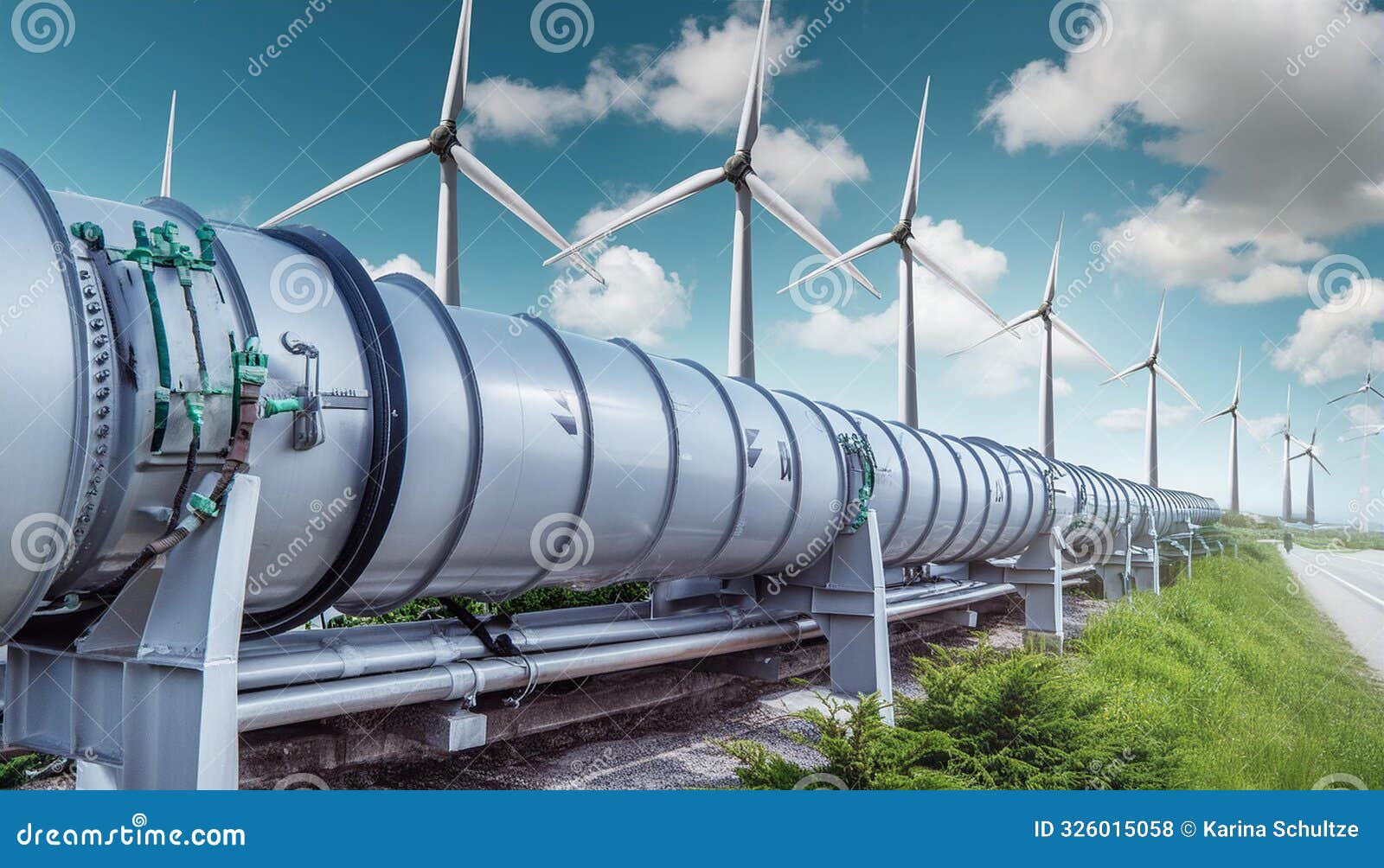 A Hydrogen Pipeline With Wind Turbines 2 Royalty-Free Stock Image ...