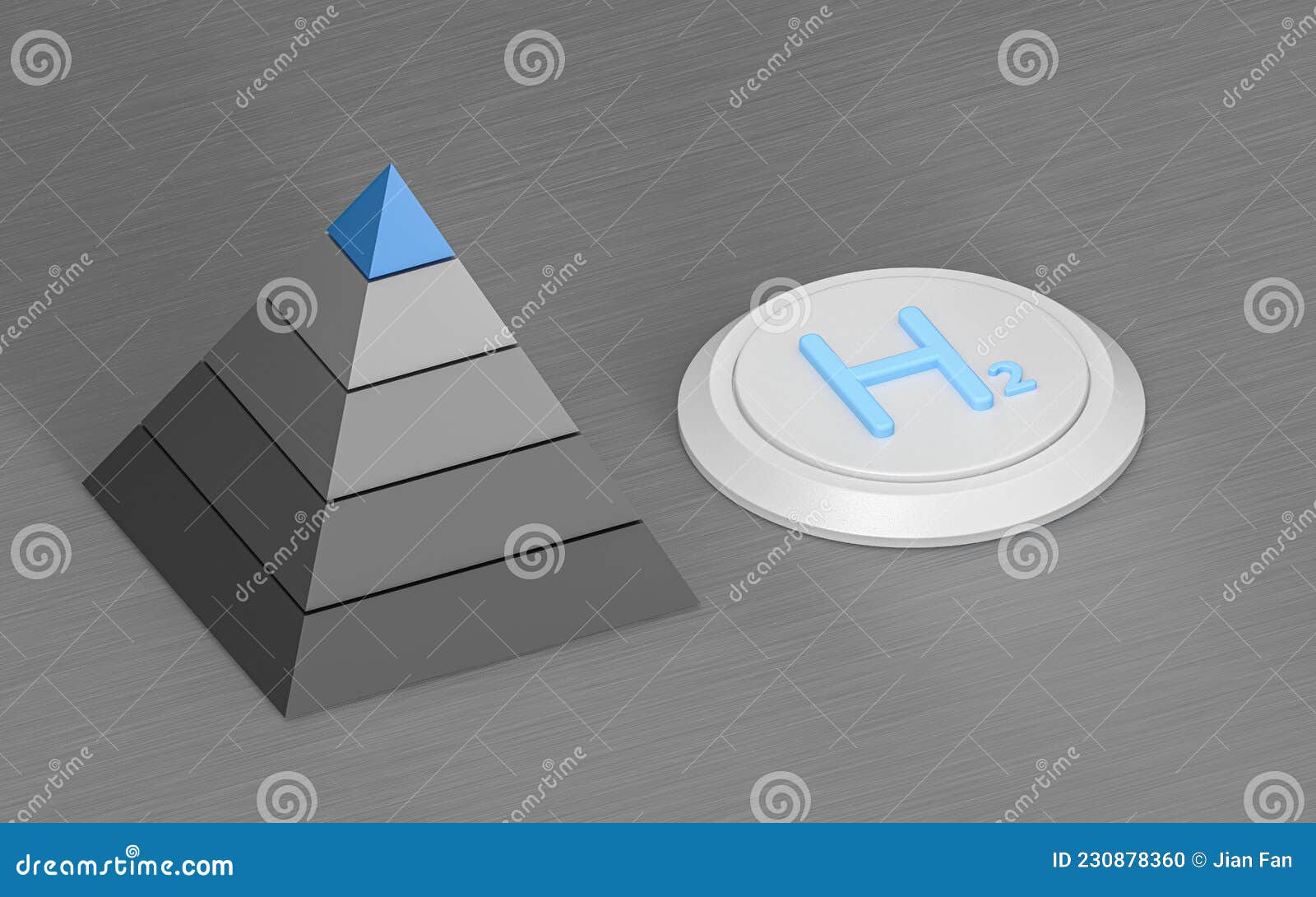 Hydrogen and the Pyramid Diagram, 3d Rendering Stock Illustration ...
