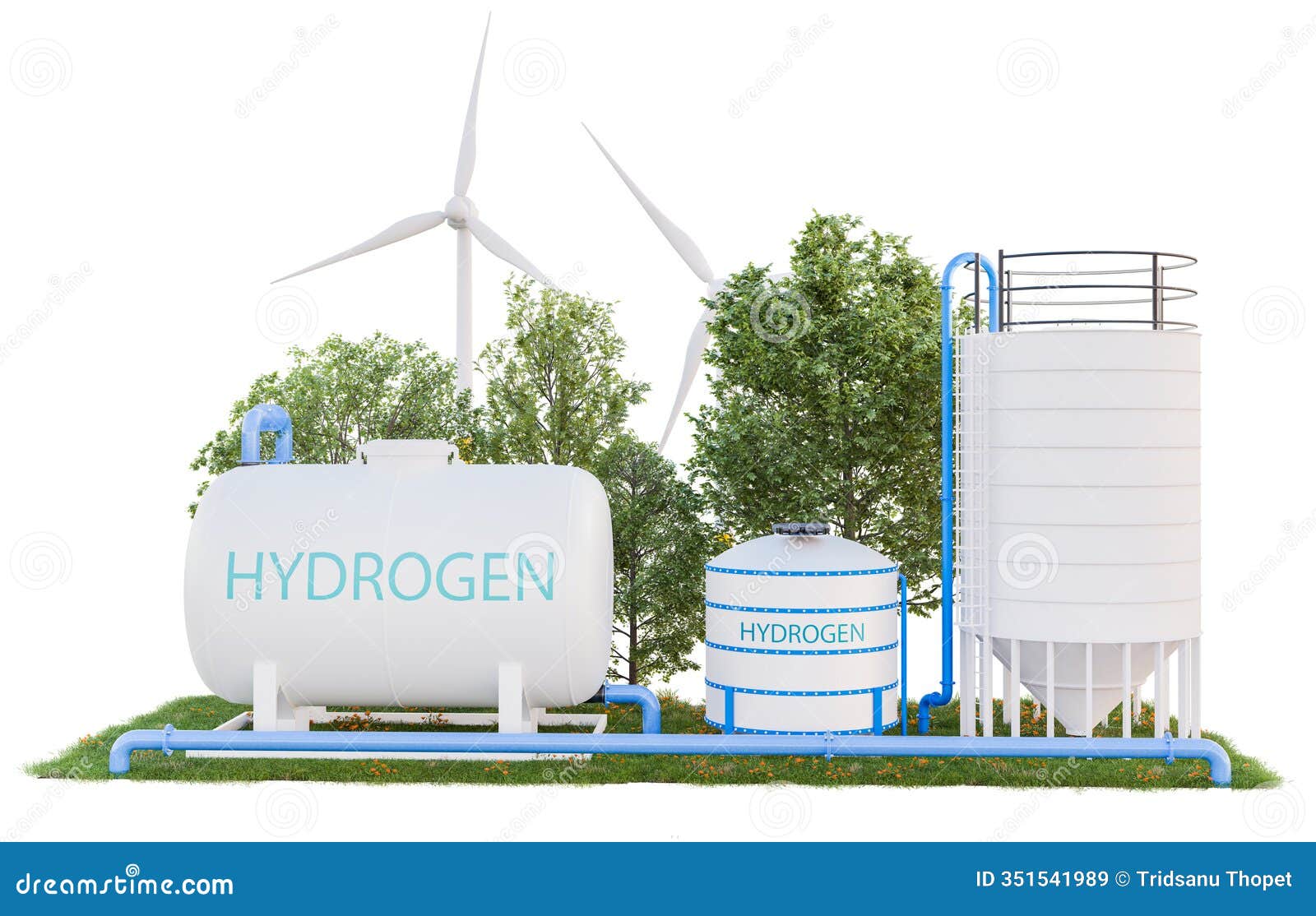 Hydrogen Storage Tanks And Pipes Stand Prominently In A Factory ...
