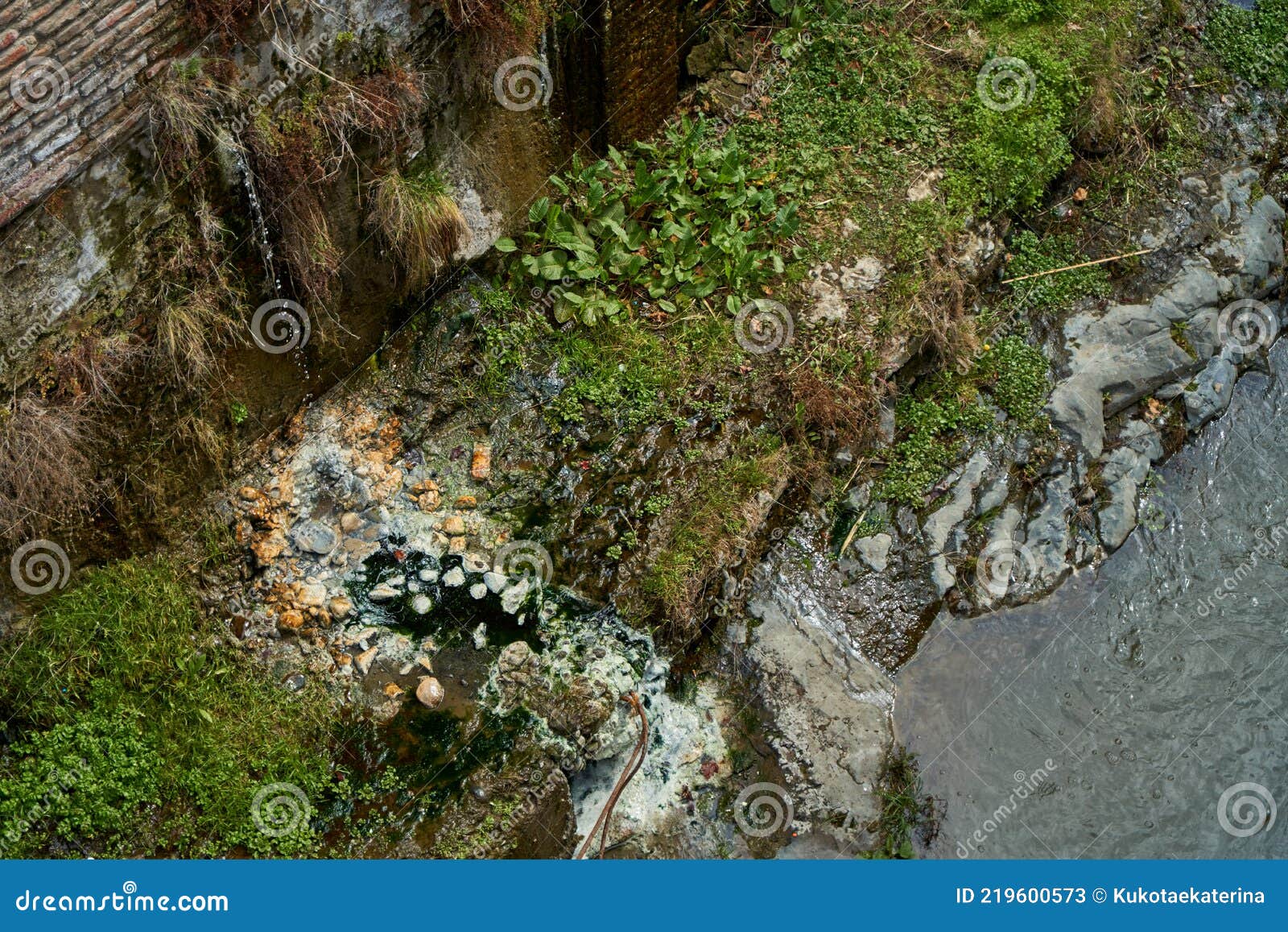Hydrogen Sulfide Source Flows from the Rock Stock Image - Image of ...