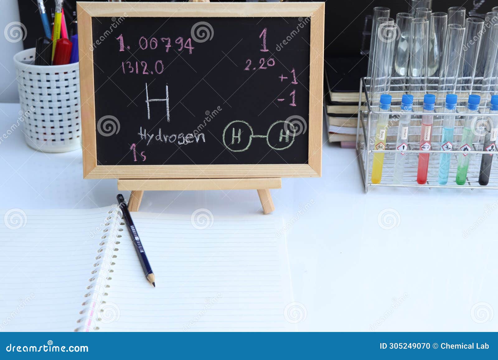 Hydrogen and Symbol Structural Formula Chemical Write on the Blackboard ...