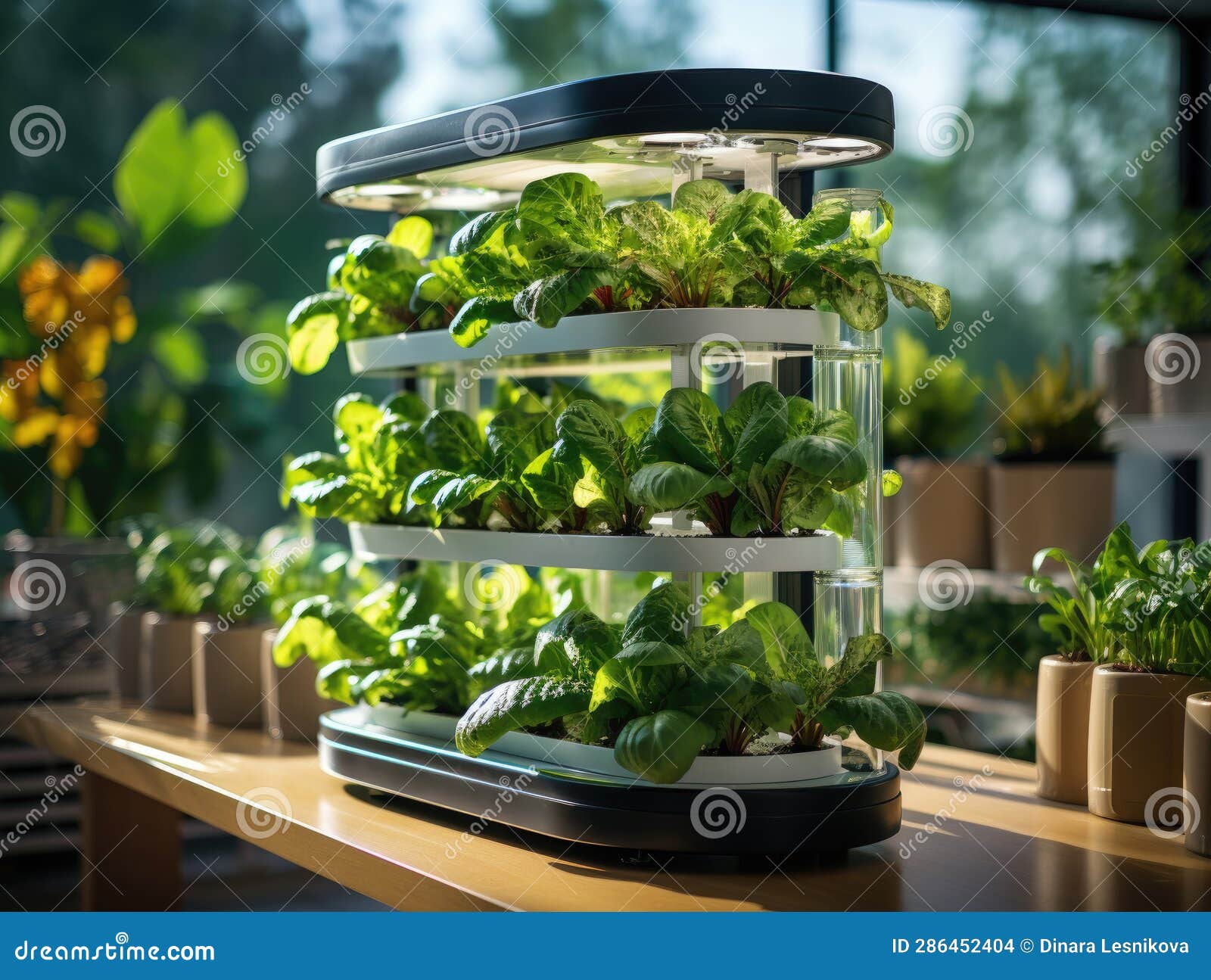 Mini Hydroponic Lettuce Grower At Home Stock Photography ...