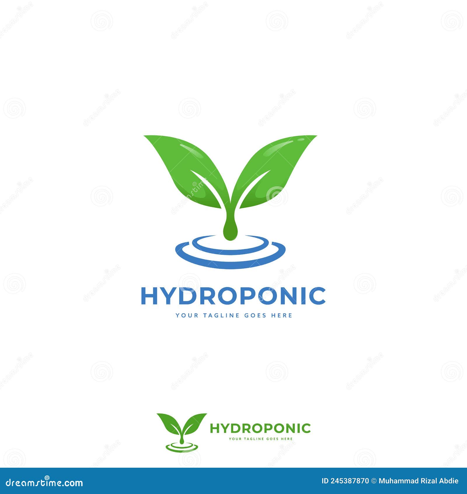 Hydroponic Farm Logo Icon with Water and Green Leaf Symbol Stock Vector ...