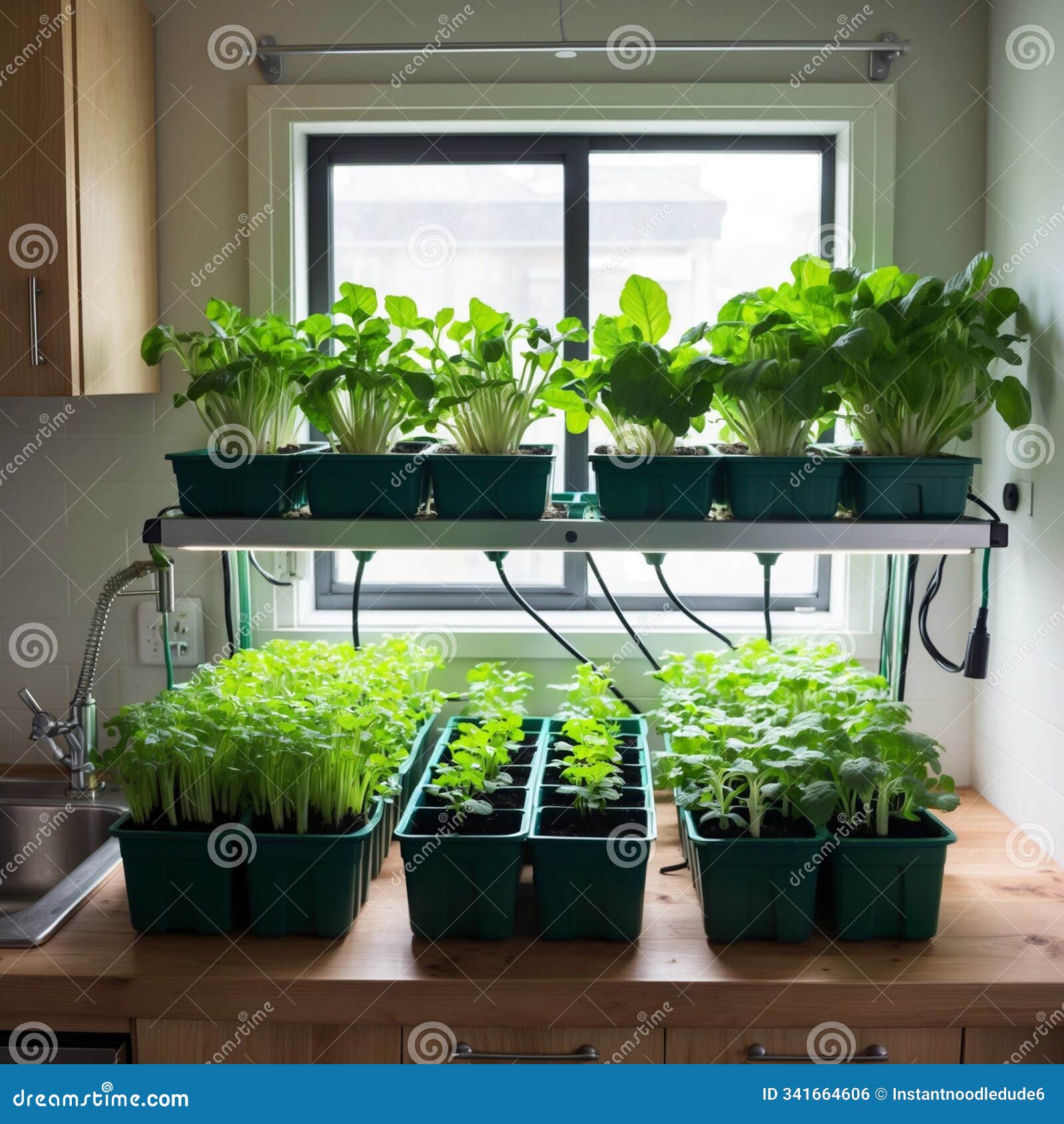 Hydroponic Farm Setup In A Compact Urban Kitchen With Organized ...