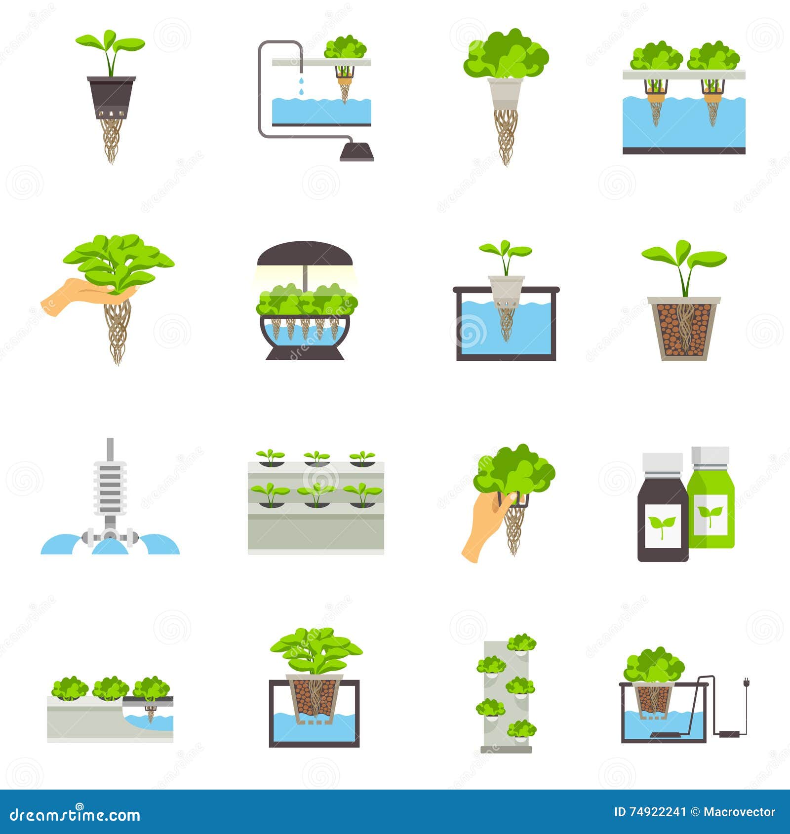 Hydroponic Flat Icons stock vector. Illustration of design - 74922241