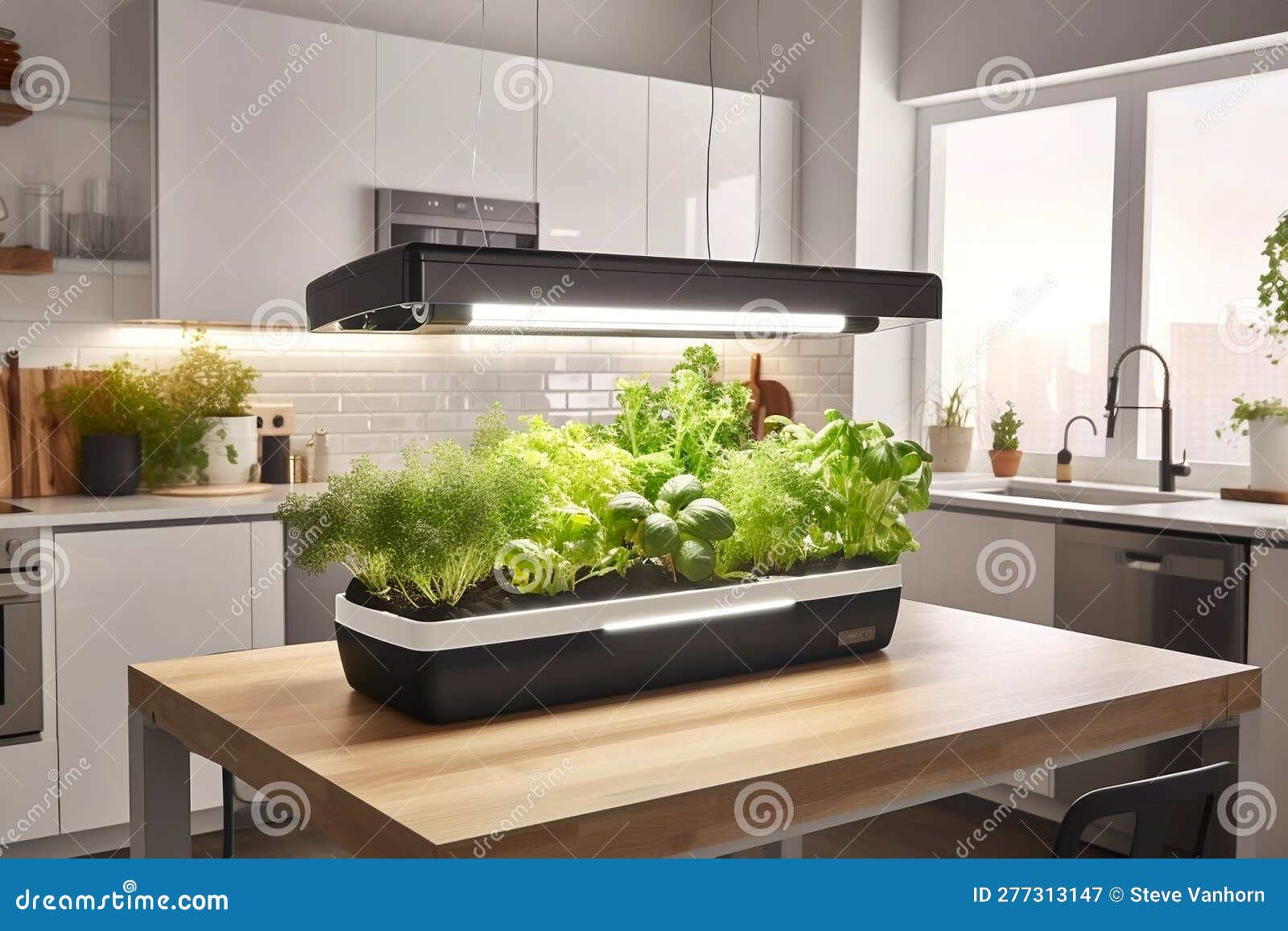Hydroponic Garden in a Kitchen Stock Illustration - Illustration of ...