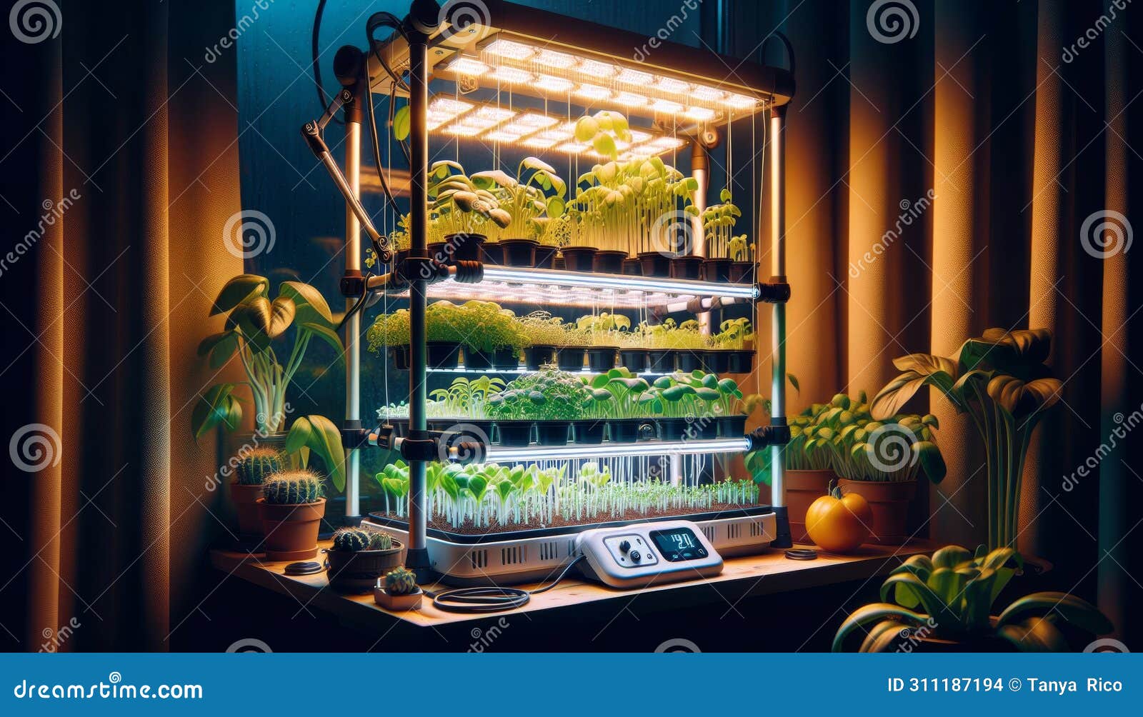 Hydroponic System with LED Lighting for Soilless Growing of Plants in ...