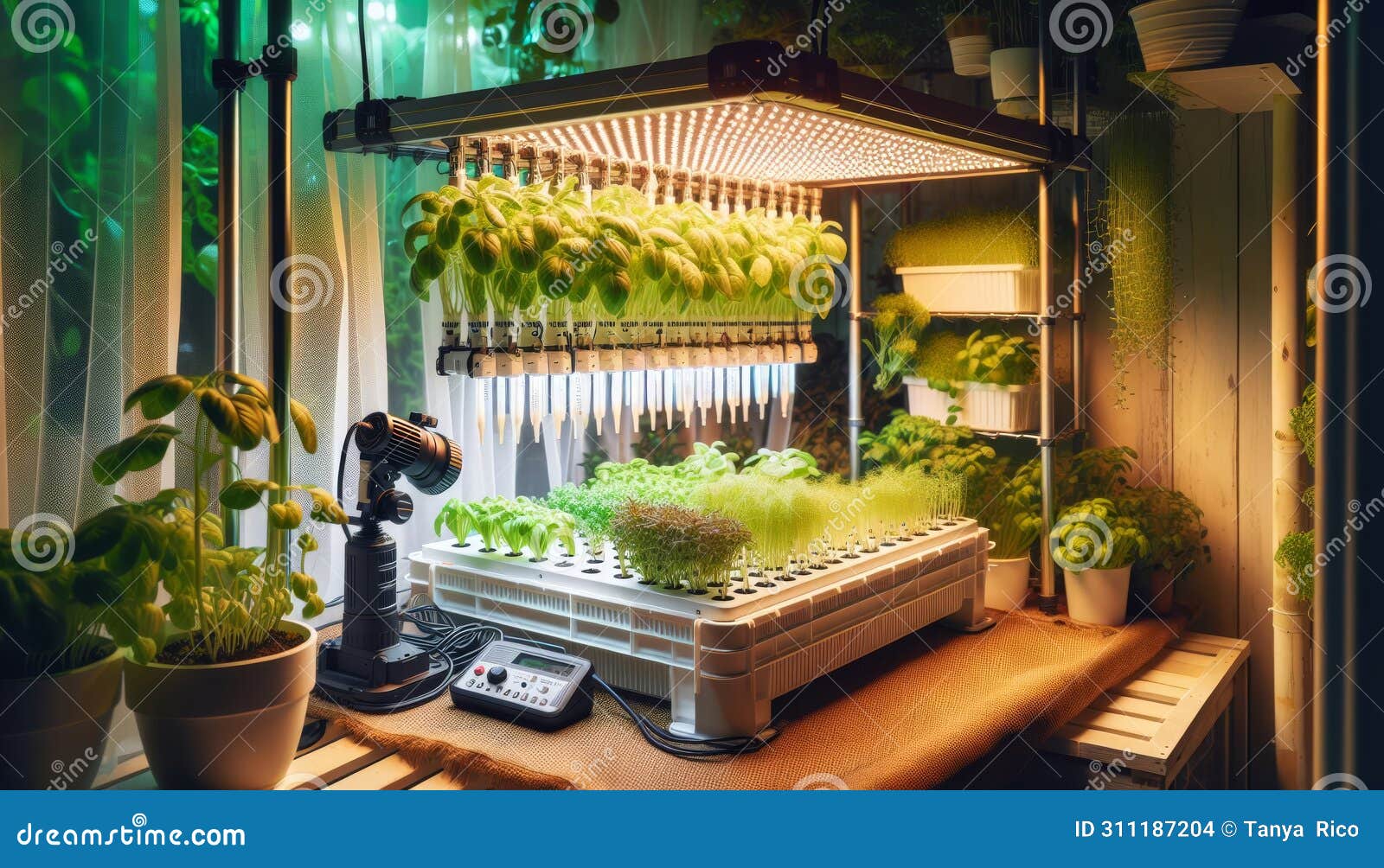 Hydroponic System with LED Lighting for Soilless Growing of Plants in ...
