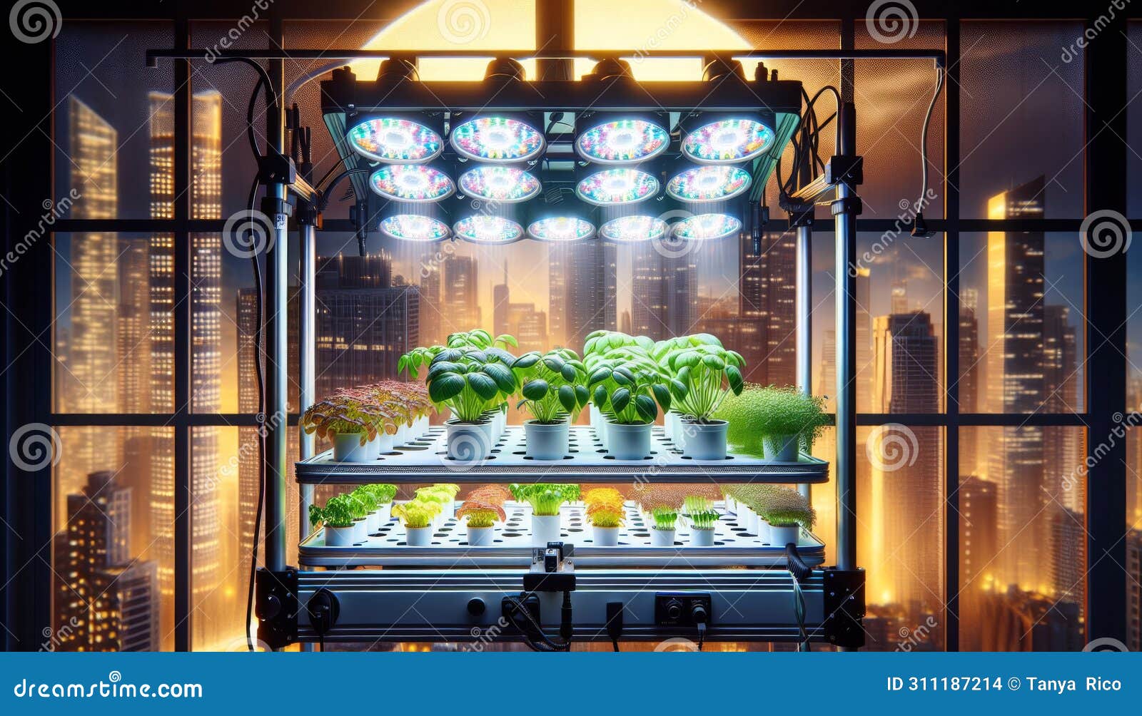 Hydroponic System with LED Lighting for Soilless Growing of Plants in ...