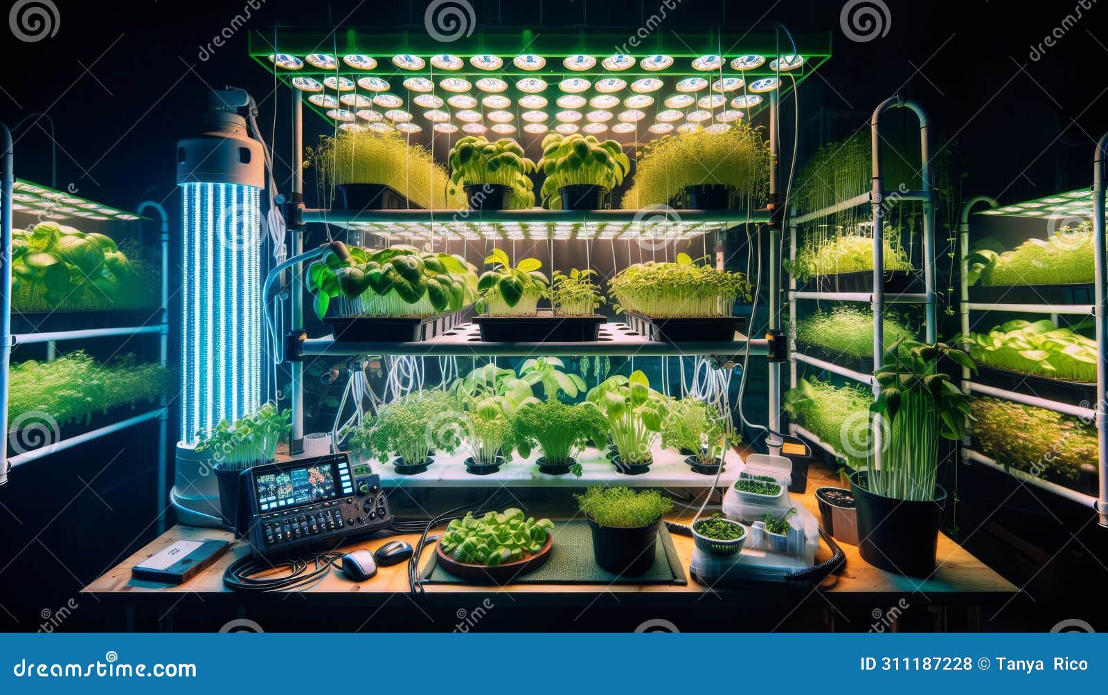 Hydroponic System with LED Lighting for Soilless Growing of Plants in ...