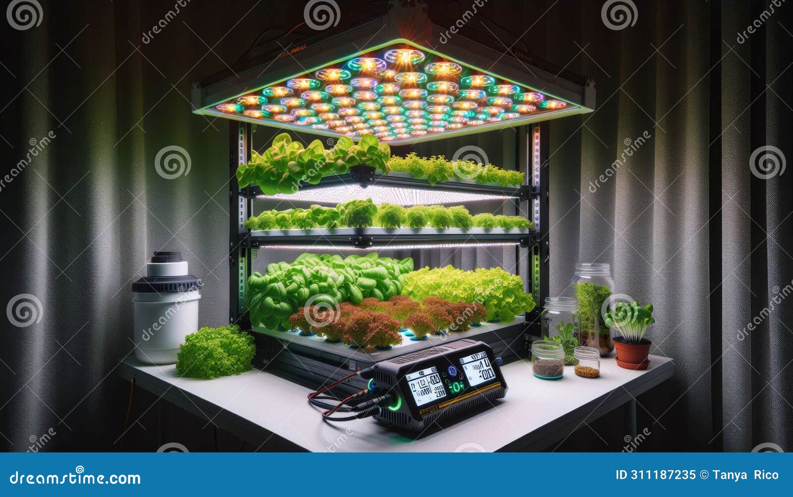 Hydroponic System with LED Lighting for Soilless Growing of Plants in ...