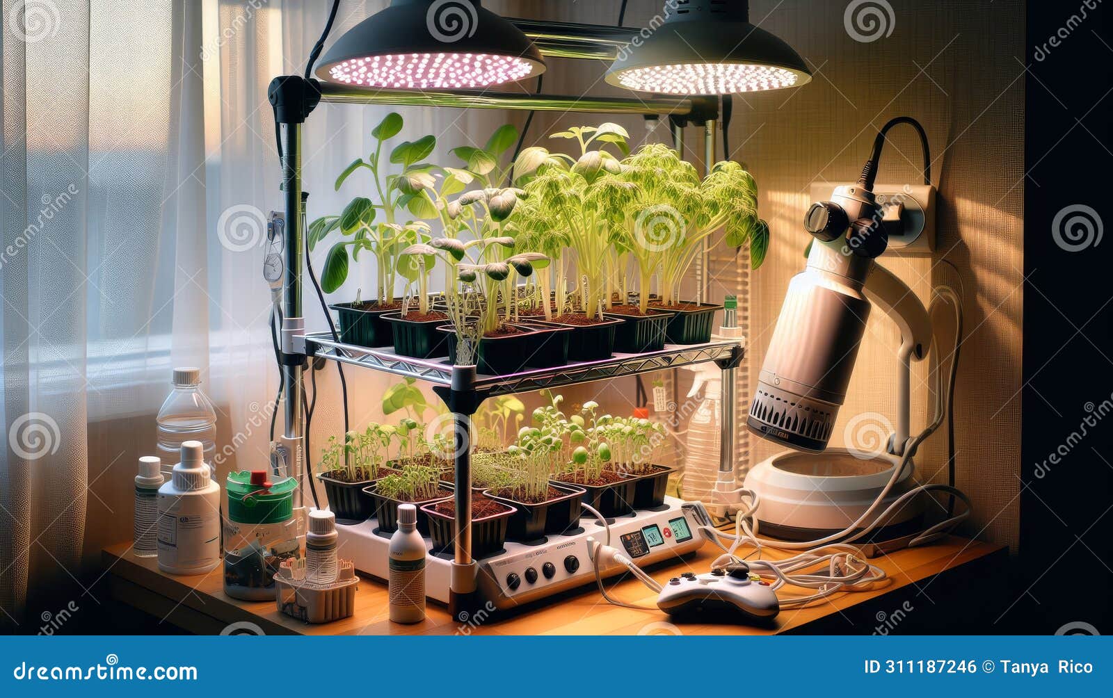Hydroponic System with LED Lighting for Soilless Growing of Plants in ...