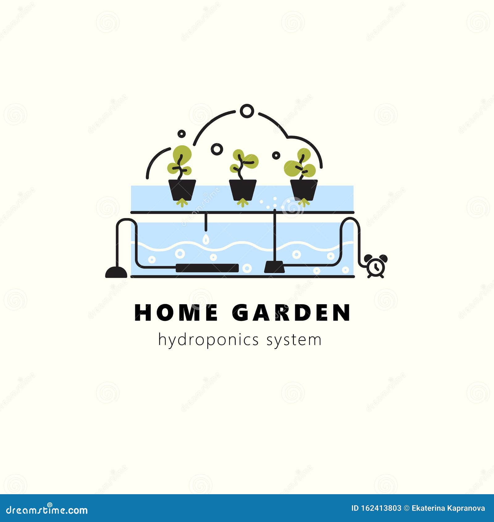 Hydroponics System. Vector Illustration in Outline Style Stock ...