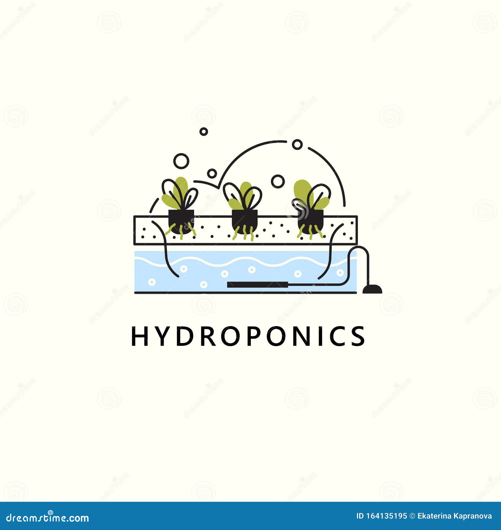 Hydroponics Vector Illustration. Labeled Drip System Explanation Scheme ...