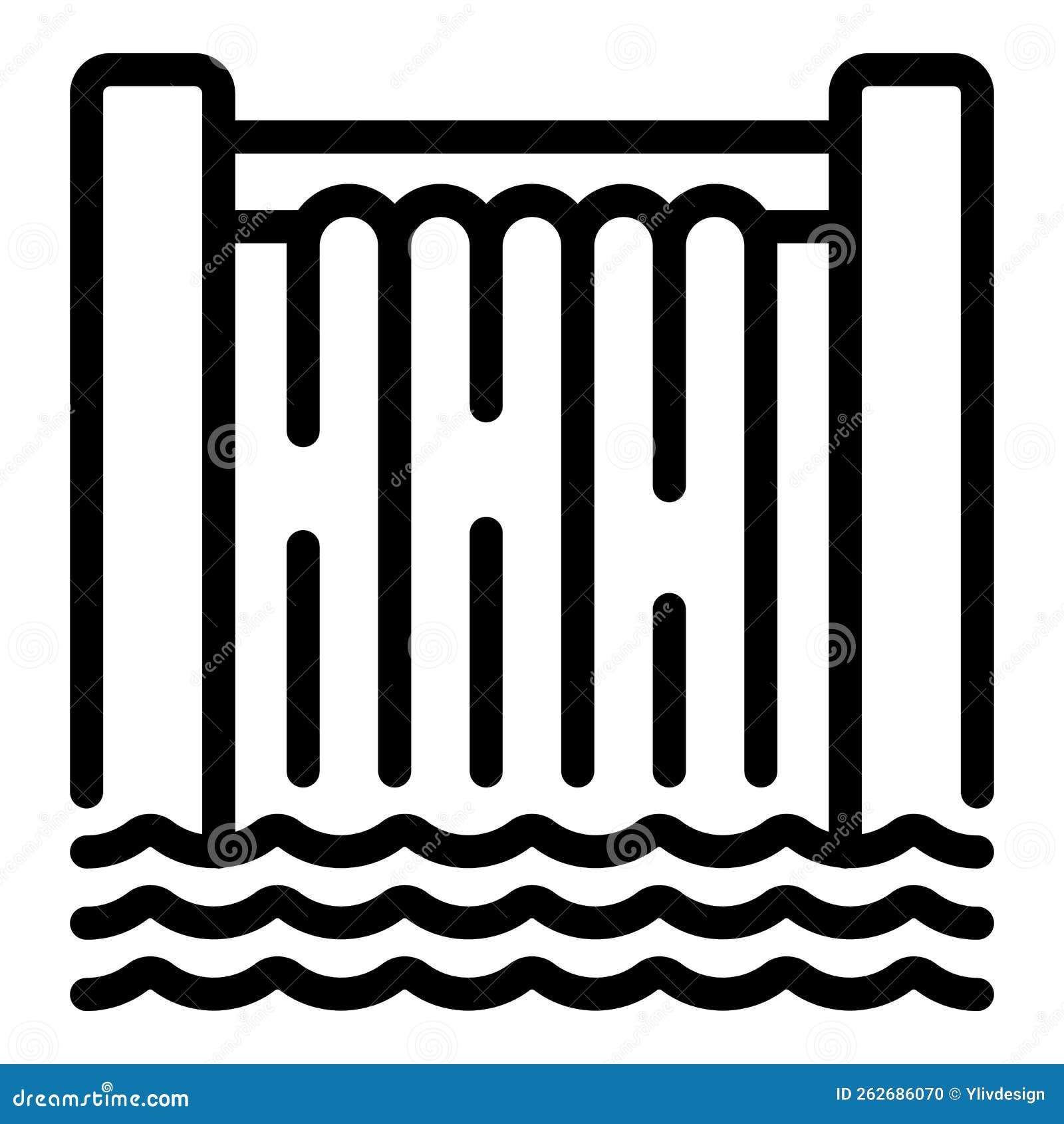 Hydropower Outline Icon Cartoon Vector | CartoonDealer.com #96443009