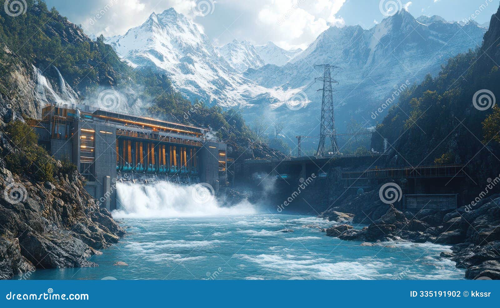 Hydropower Plant, a Hydropower Plant in a Rugged Mountain Gorge ...