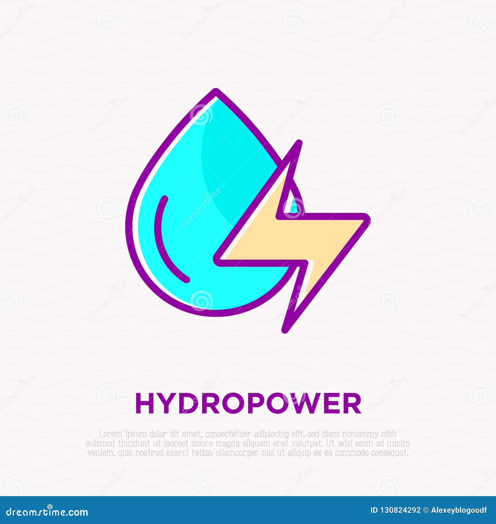Hydropower: Water Drop with Energy Symbol Stock Vector - Illustration ...