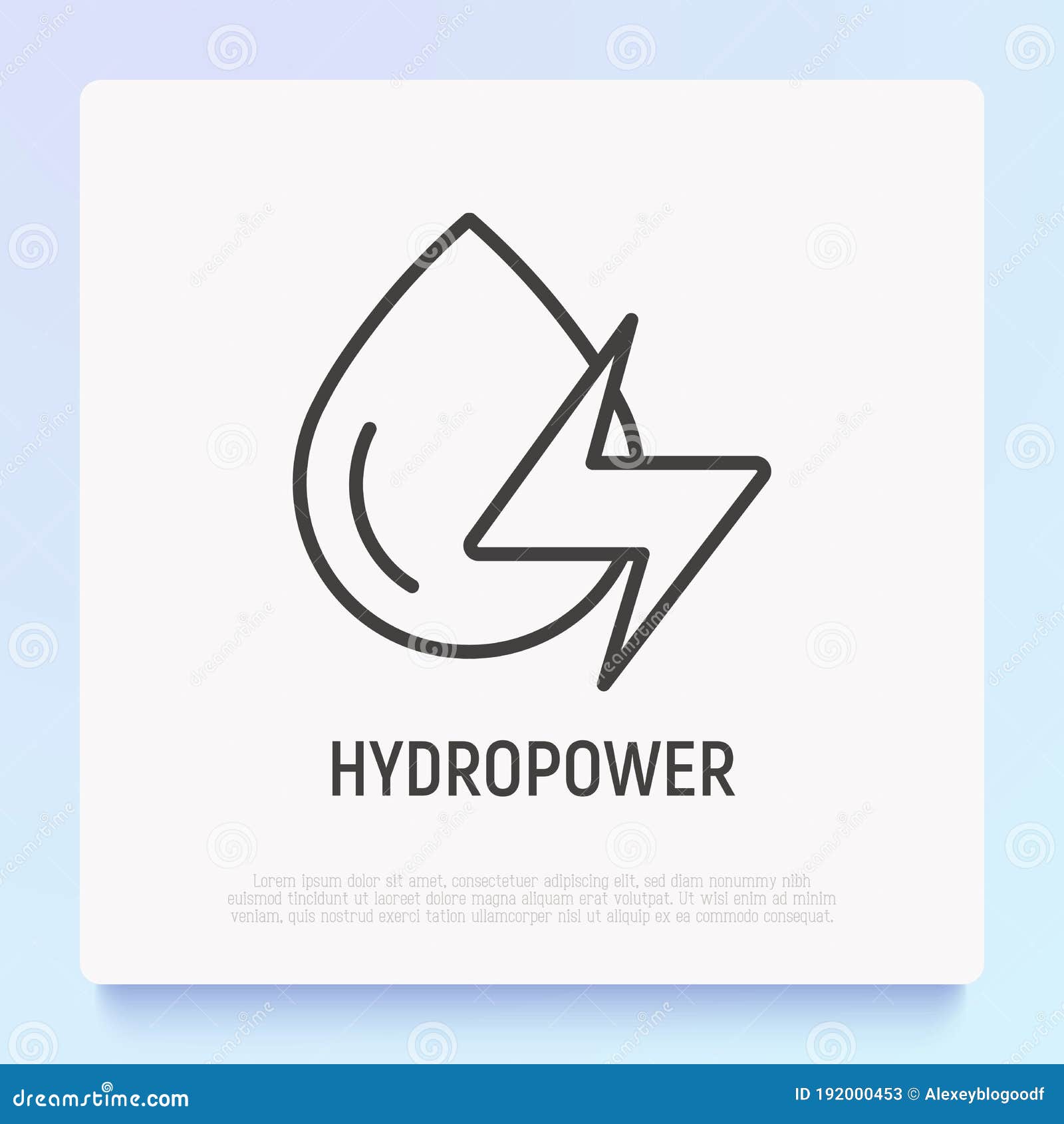 Hydropower: Water Drop with Energy Symbol. Thin Line Icon Stock Vector ...