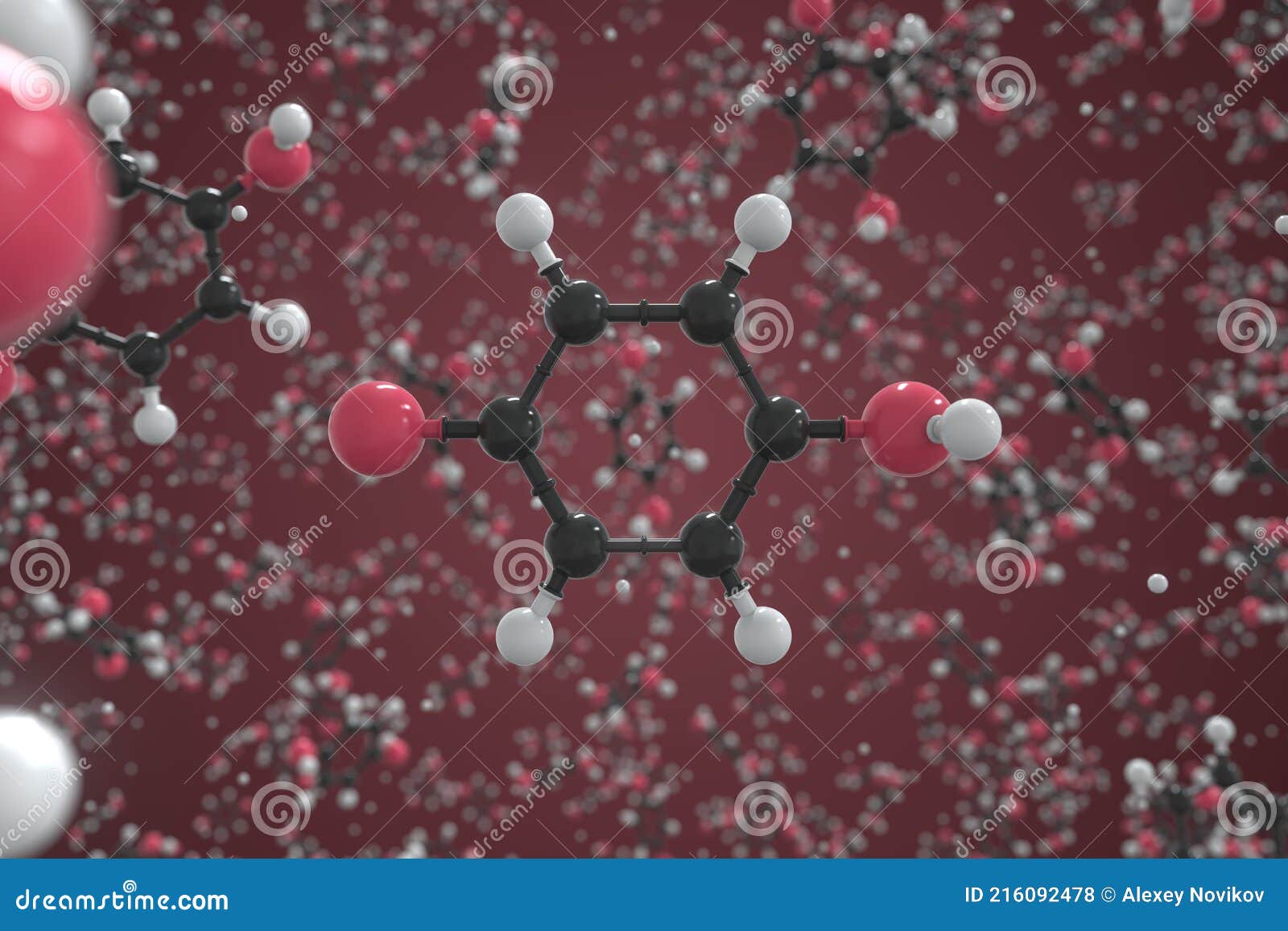 Hydroquinone Molecule, Ball-and-stick Molecular Model. Chemical 3d ...
