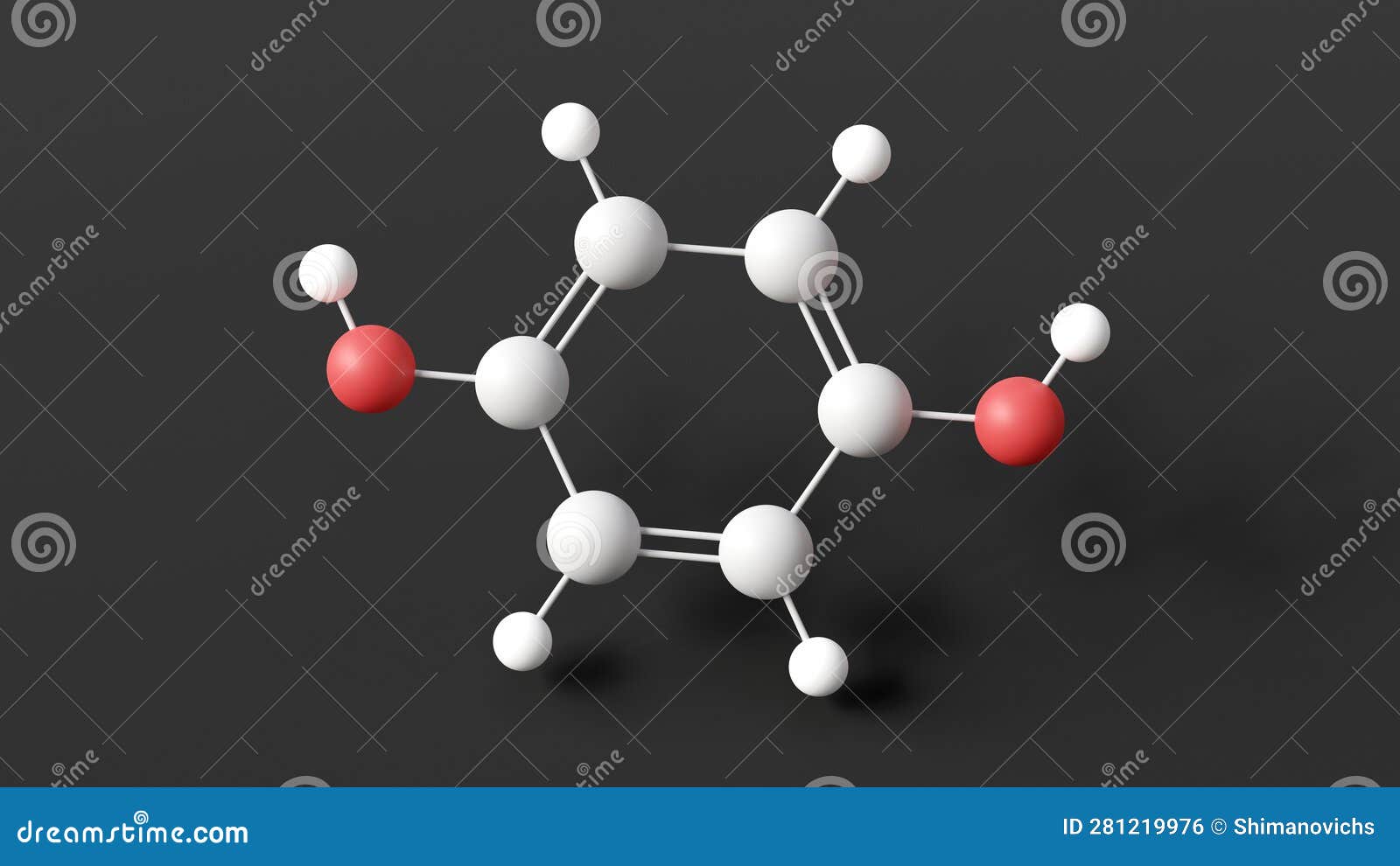 Hydroquinone Molecule, Molecular Structure, Benzene-1.4-diol, Ball and ...