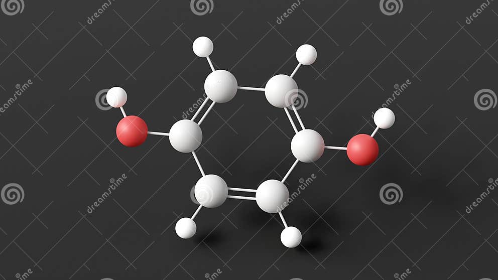 Hydroquinone Molecule, Molecular Structure, Benzene-1.4-diol, Ball and ...