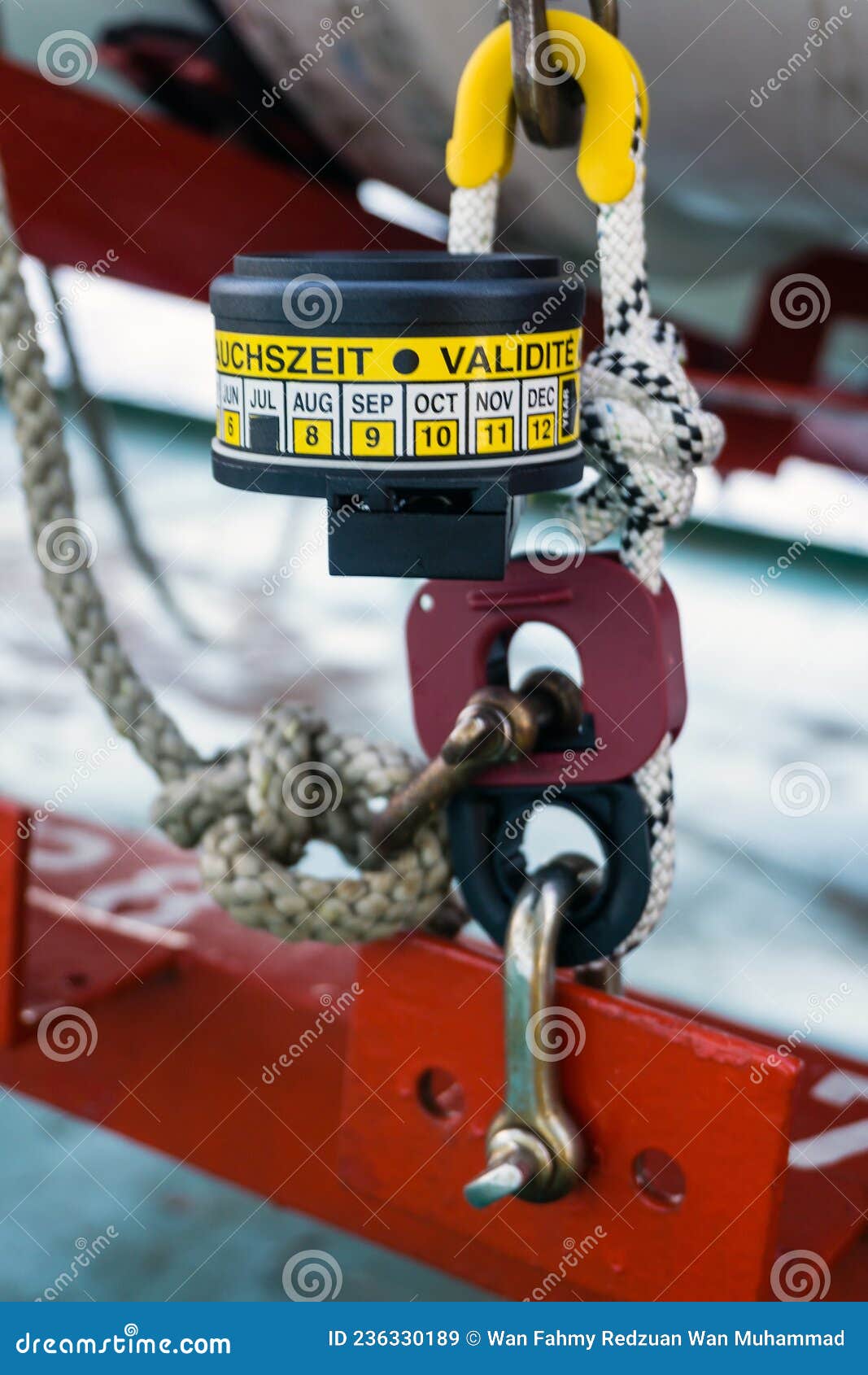 A Hydrostatic Release Device on a Life Raft Stock Image - Image of ...