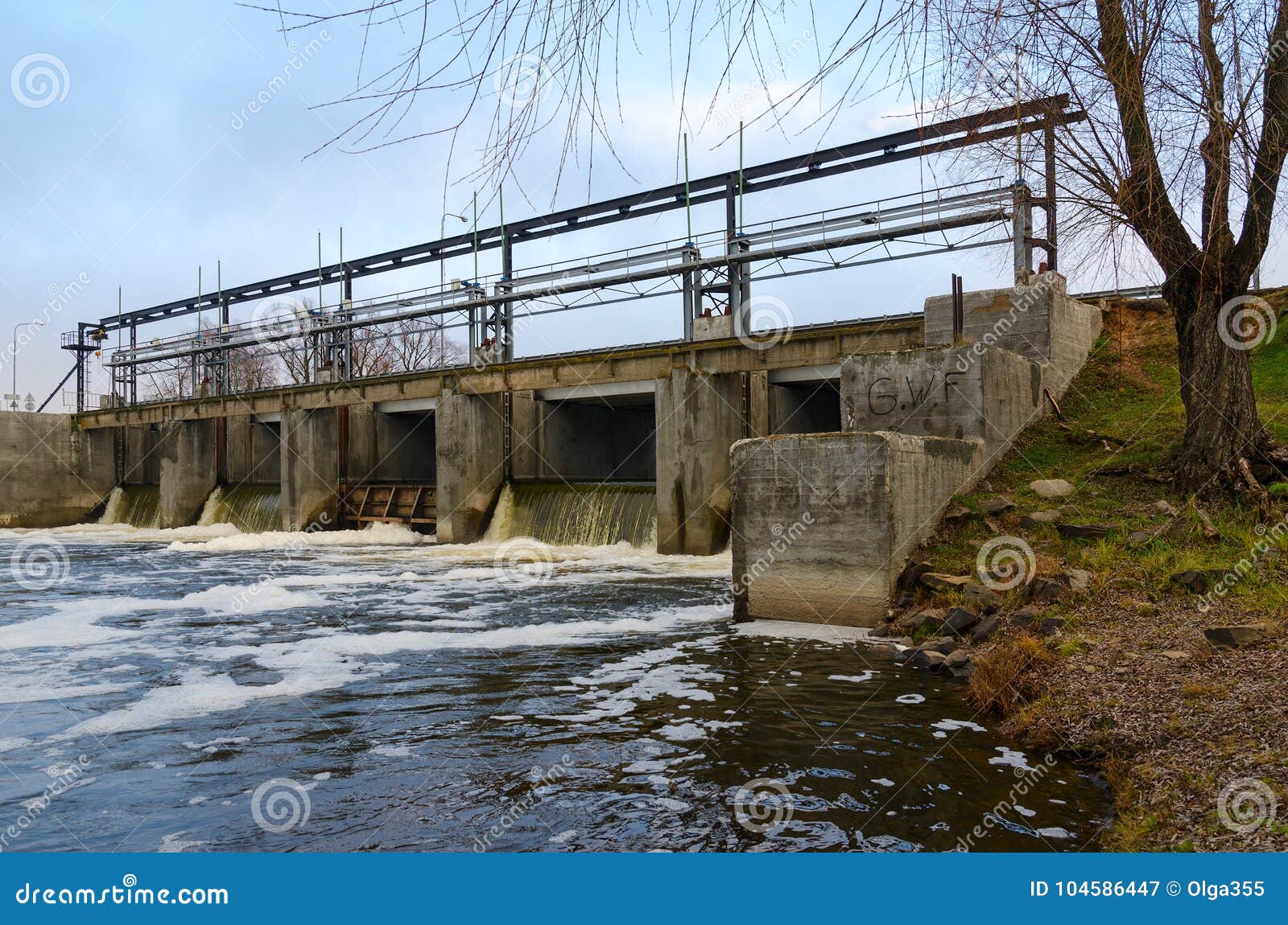 Hydrotechnical Structure on River Iput, Dobrush, Belarus Stock Image ...