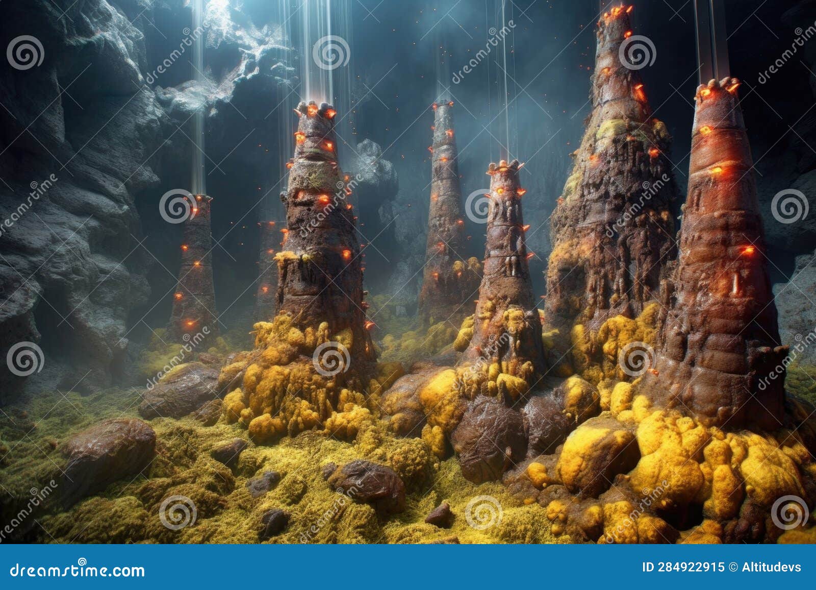 Hydrothermal Vent Field with Multiple Active Chimneys Stock ...