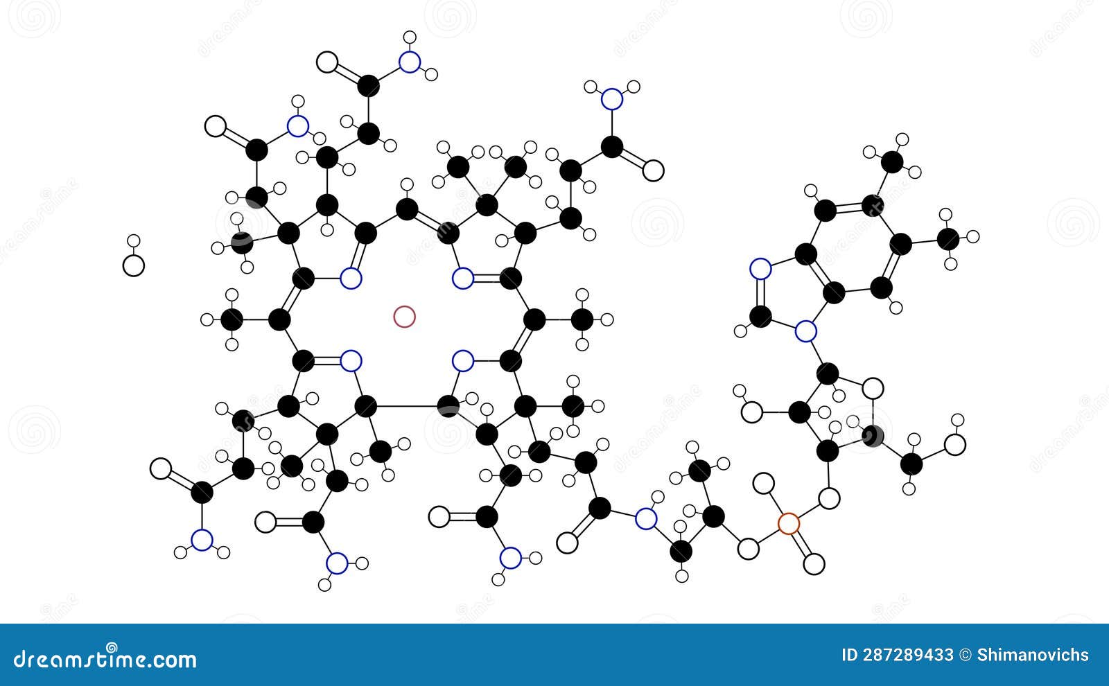 Hydroxocobalamin Molecule, Structural Chemical Formula, Ball-and-stick ...