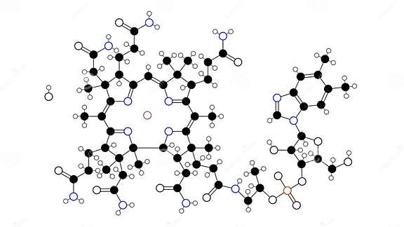 Hydroxocobalamin Molecule, Structural Chemical Formula, Ball-and-stick ...