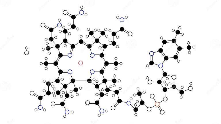 Hydroxocobalamin Molecule, Structural Chemical Formula, Ball-and-stick ...