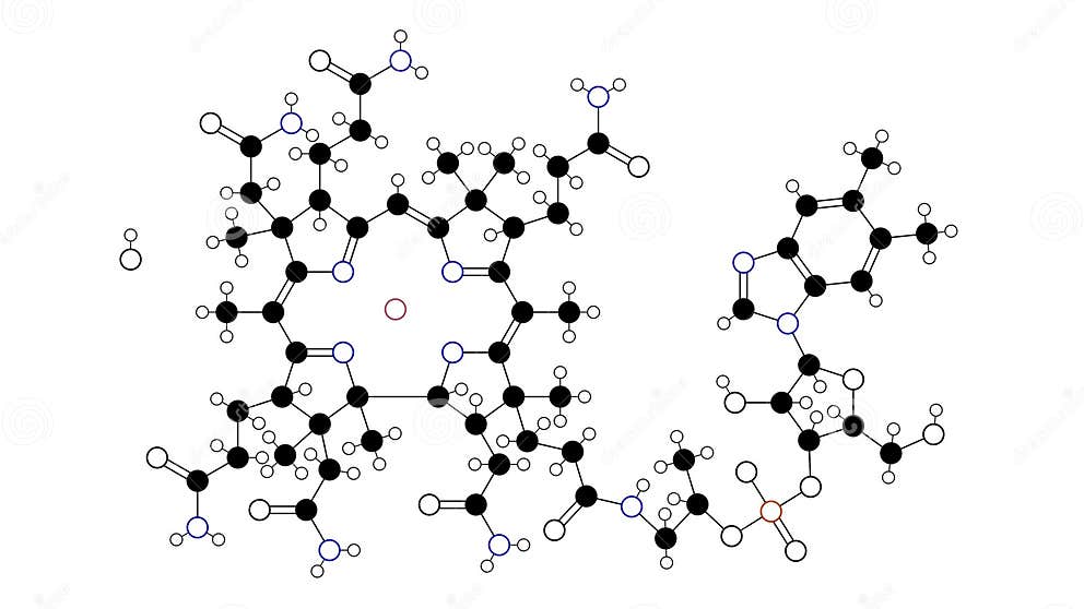 Hydroxocobalamin Molecule, Structural Chemical Formula, Ball-and-stick ...