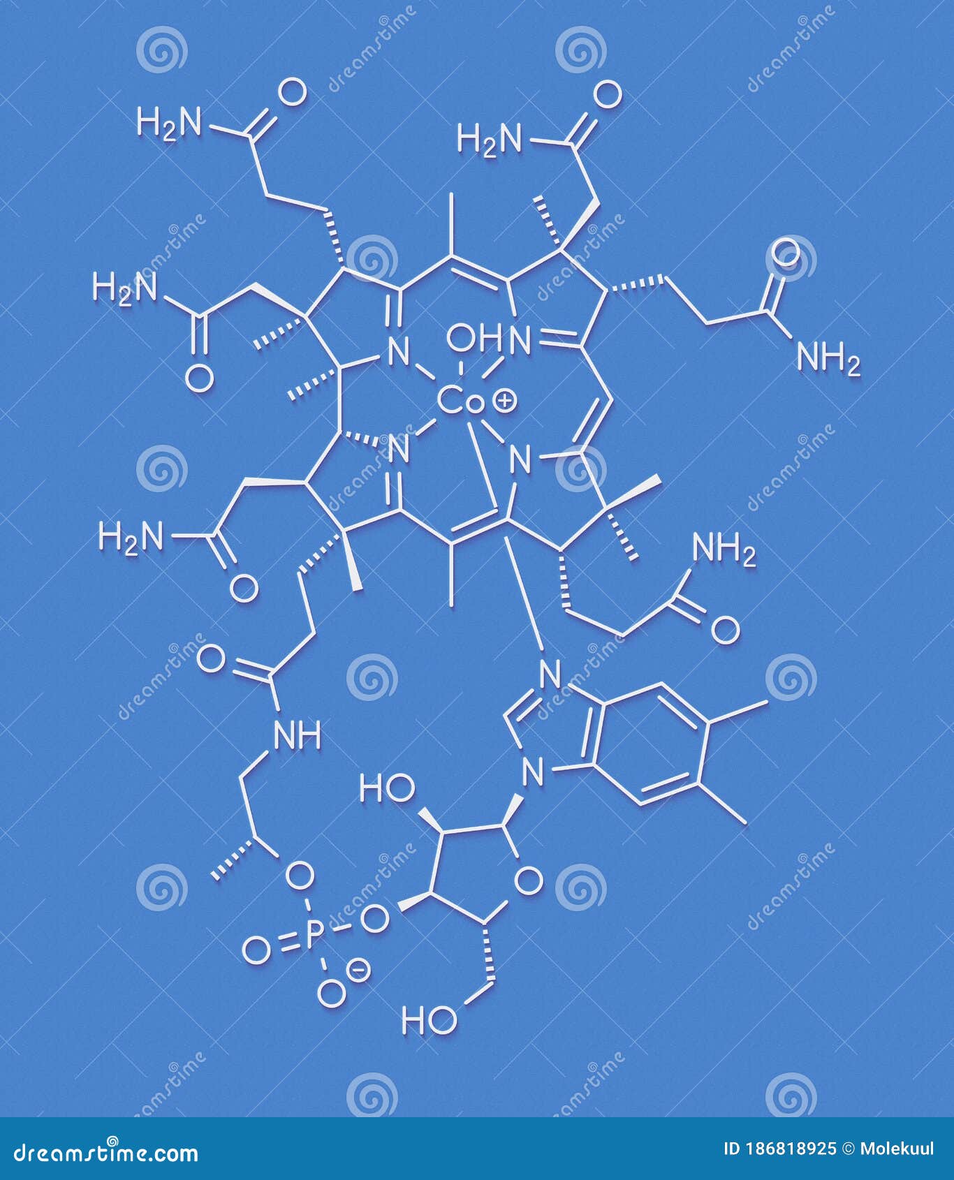 Hydroxocobalamin Vitamin B12 Molecule. Often Given Therapeutically in ...