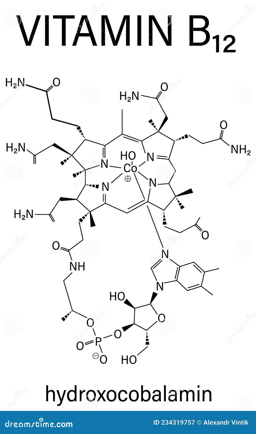 Hydroxocobalamin Vitamin B12 Molecule. Often Given Therapeutically In ...