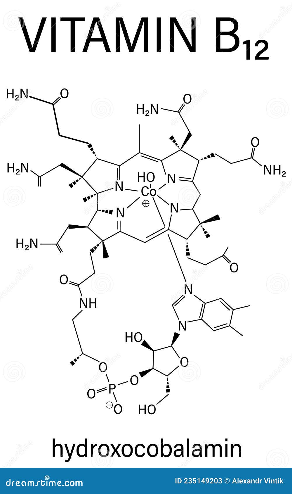 Hydroxocobalamin Vitamin B12 Molecule. Often Given Therapeutically In ...
