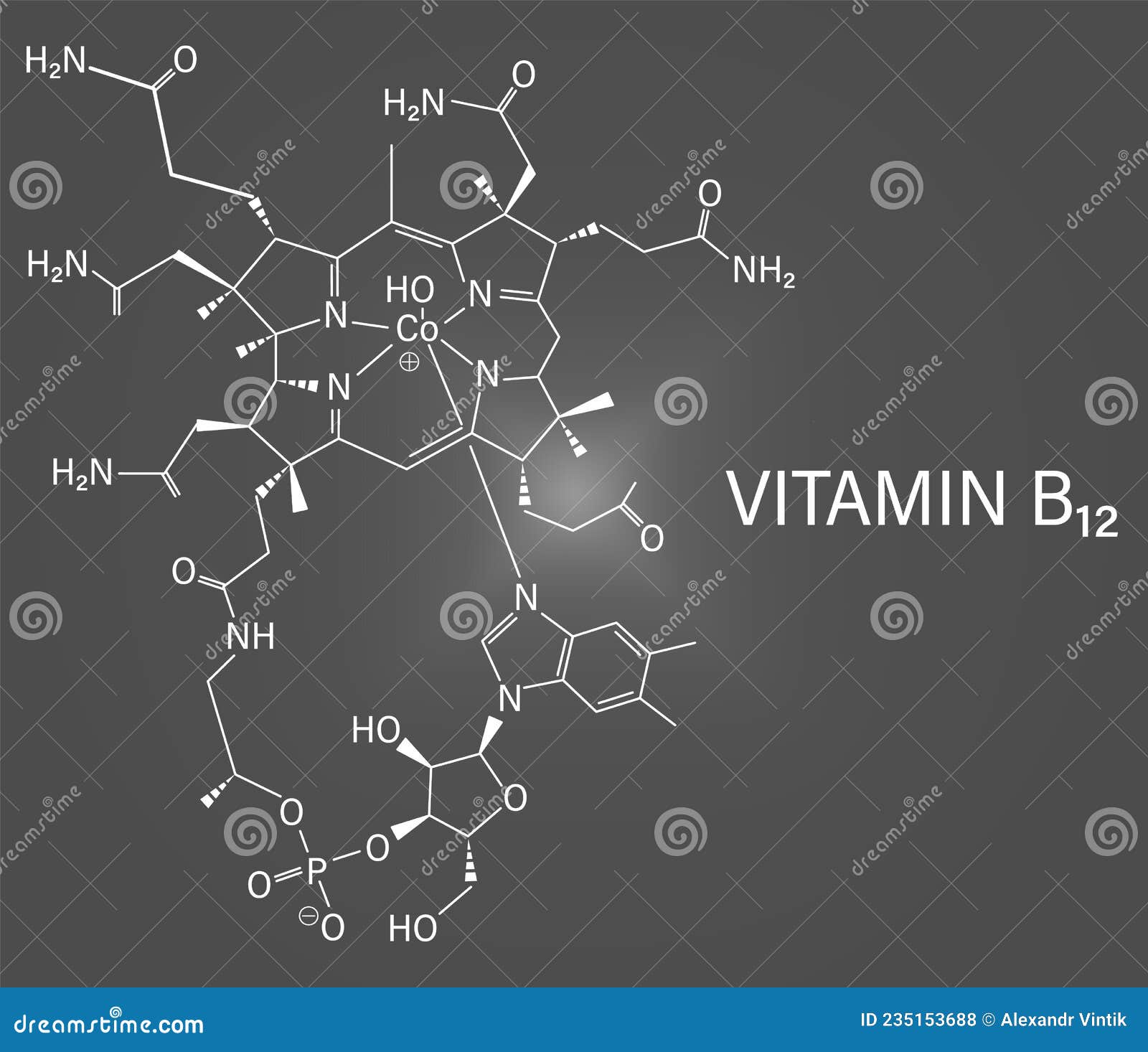 Hydroxocobalamin Vitamin B12 Molecule. Skeletal Formula. Vector ...