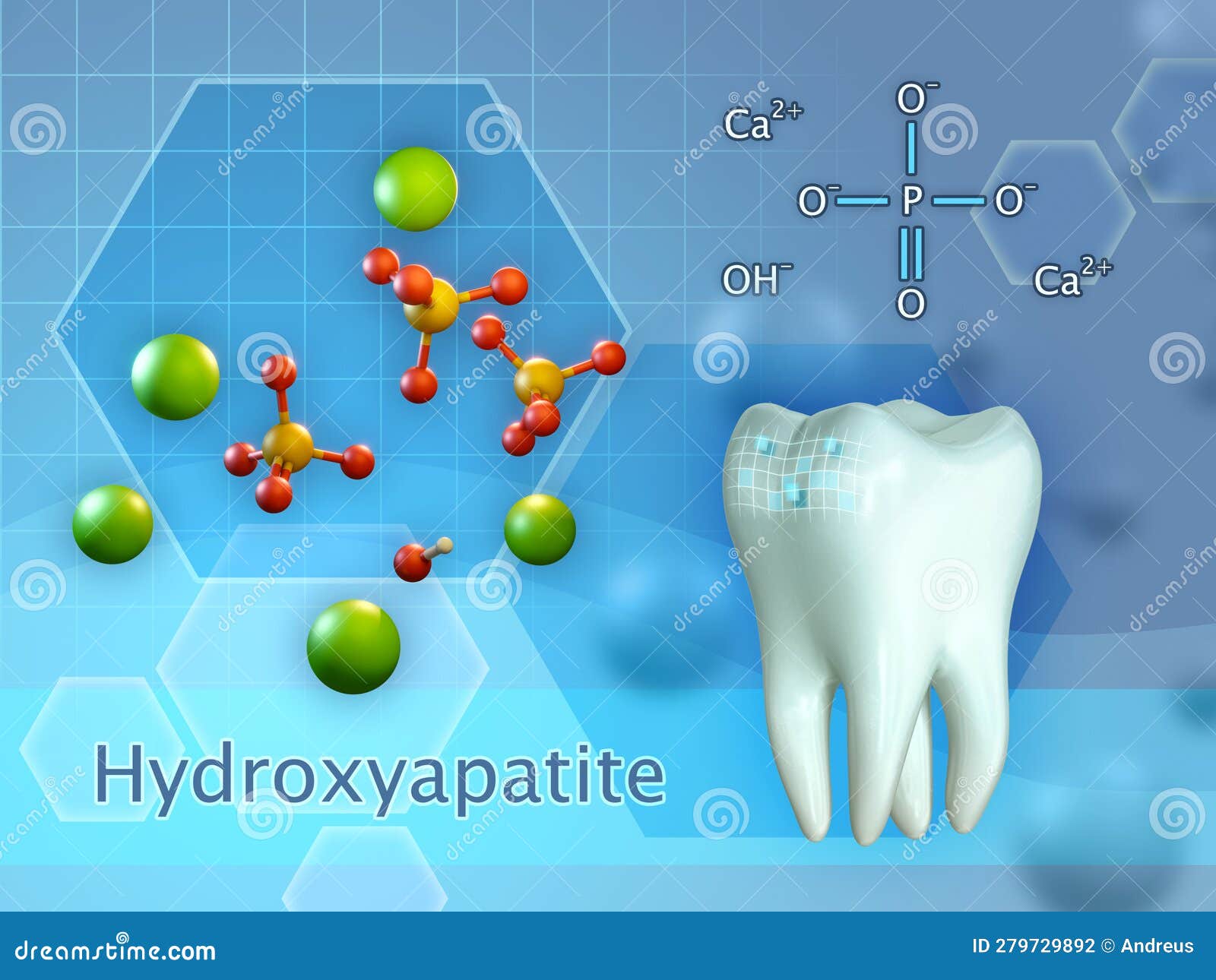 Hydroxyapatite Molecule and Chemical Formula Stock Illustration ...