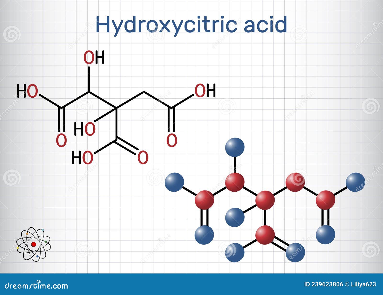 Hydroxycitric Acid, HCA Molecule. it is Derivative of Citric Acid ...
