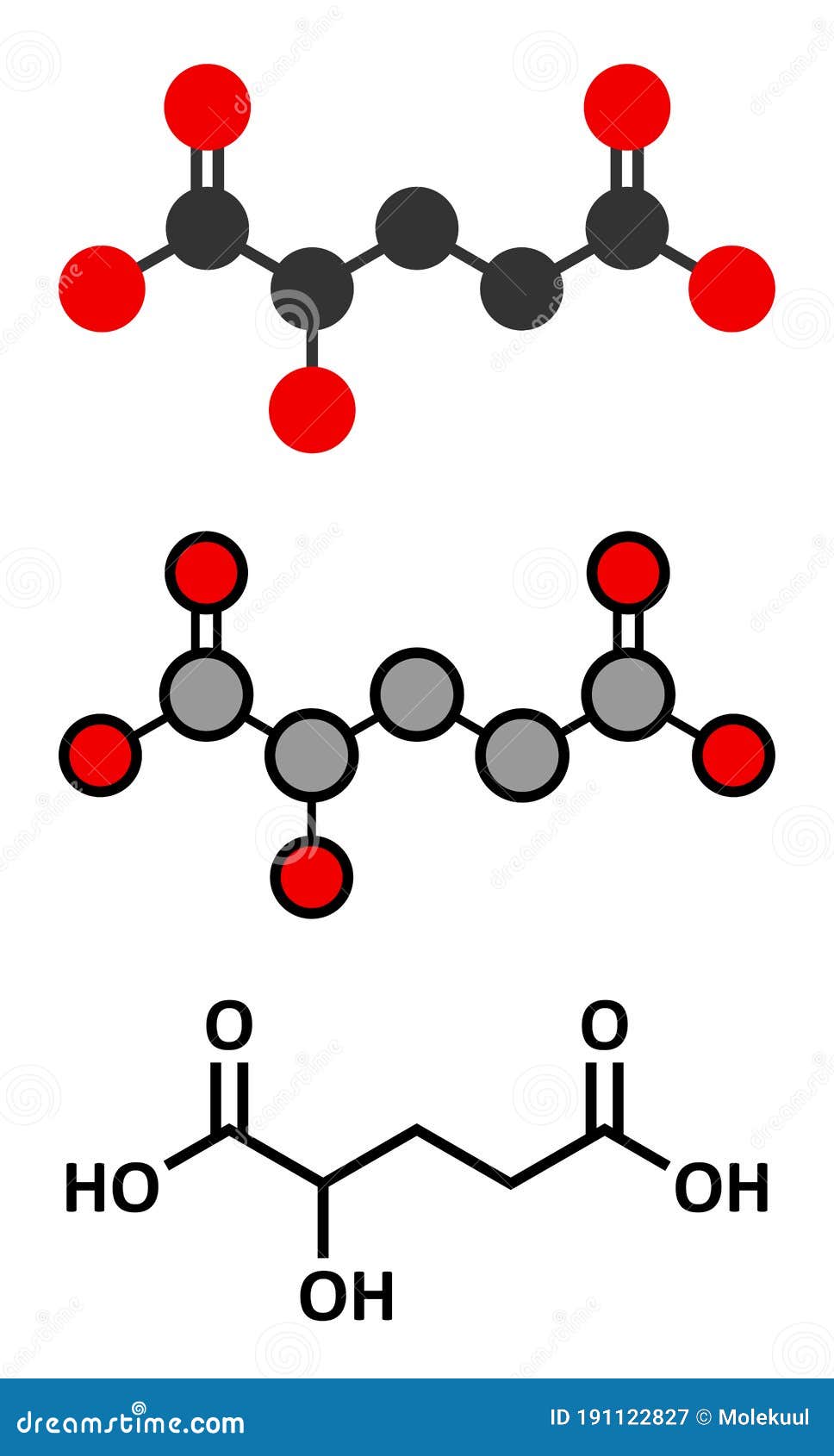 2-hydroxyglutarate Molecule Stock Vector - Illustration of compound ...