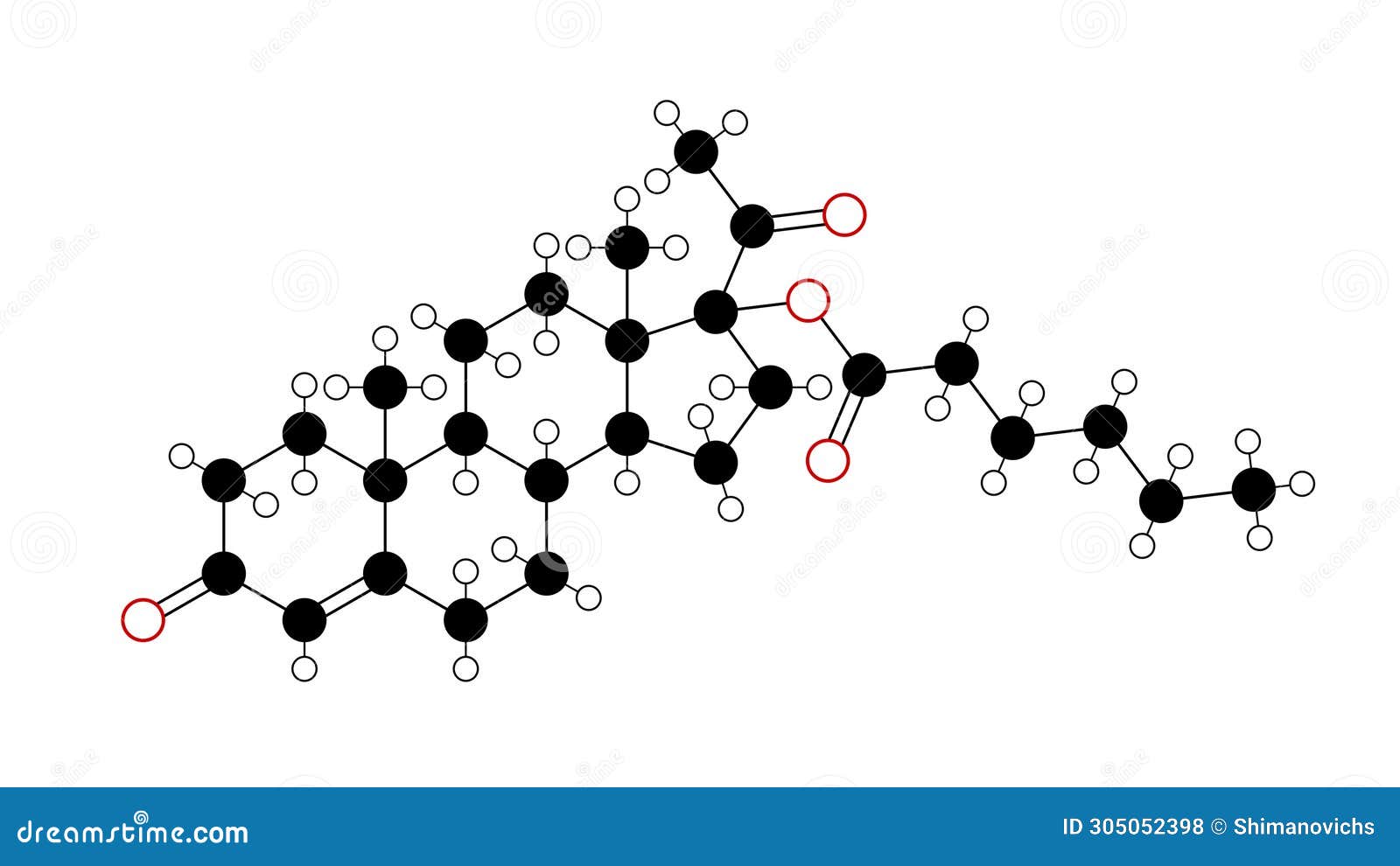 Hydroxyprogesterone Caproate Molecule, Structural Chemical Formula ...