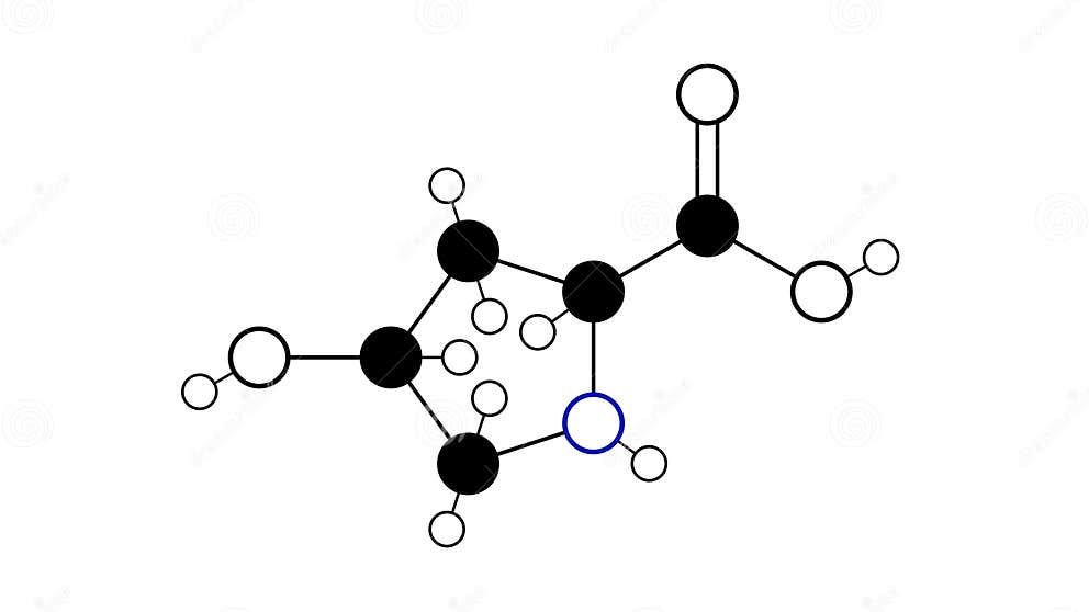 Hydroxyproline Molecule, Structural Chemical Formula, Ball-and-stick ...