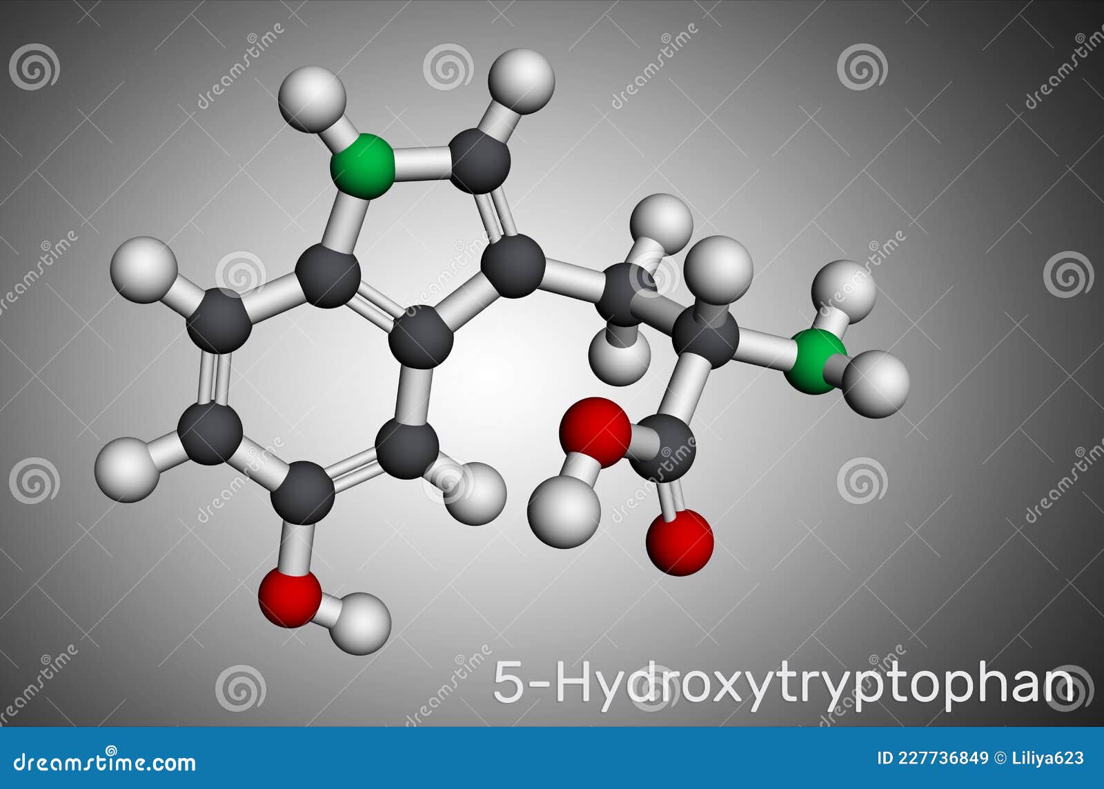 5-Hydroxytryptophan, 5-HTP, Hydroxytryptophan, Oxitriptan Molecule. it ...