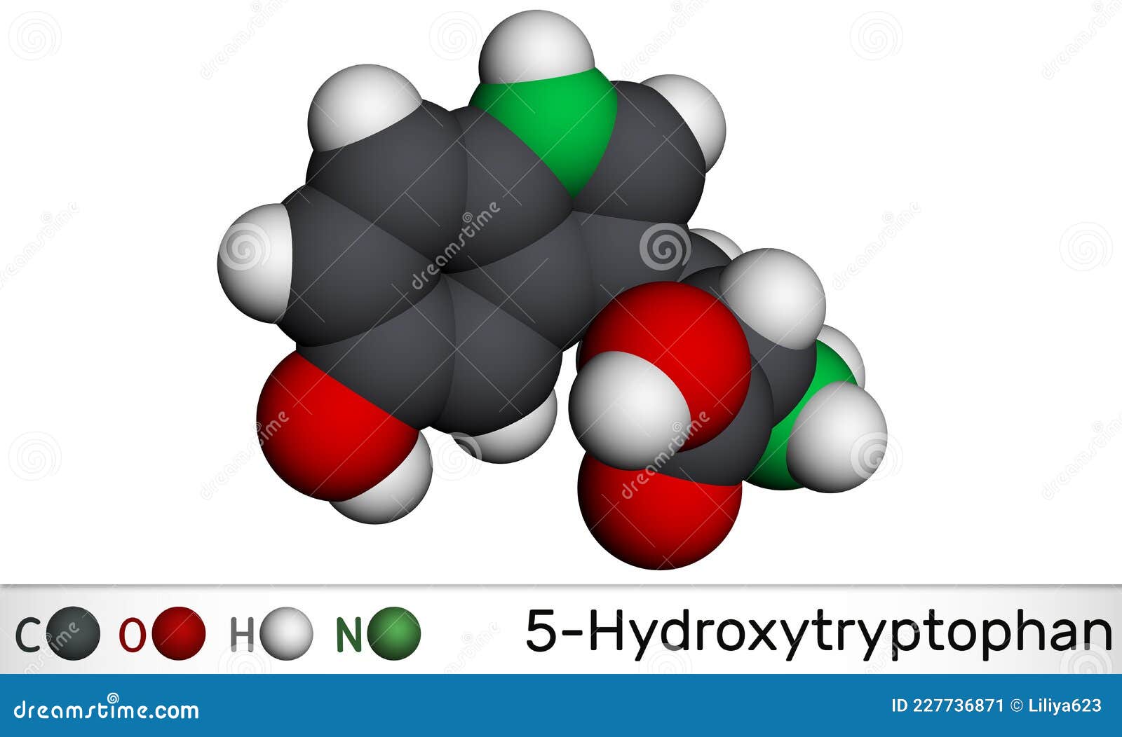 5-Hydroxytryptophan, 5-HTP, Hydroxytryptophan, Oxitriptan Molecule. it ...