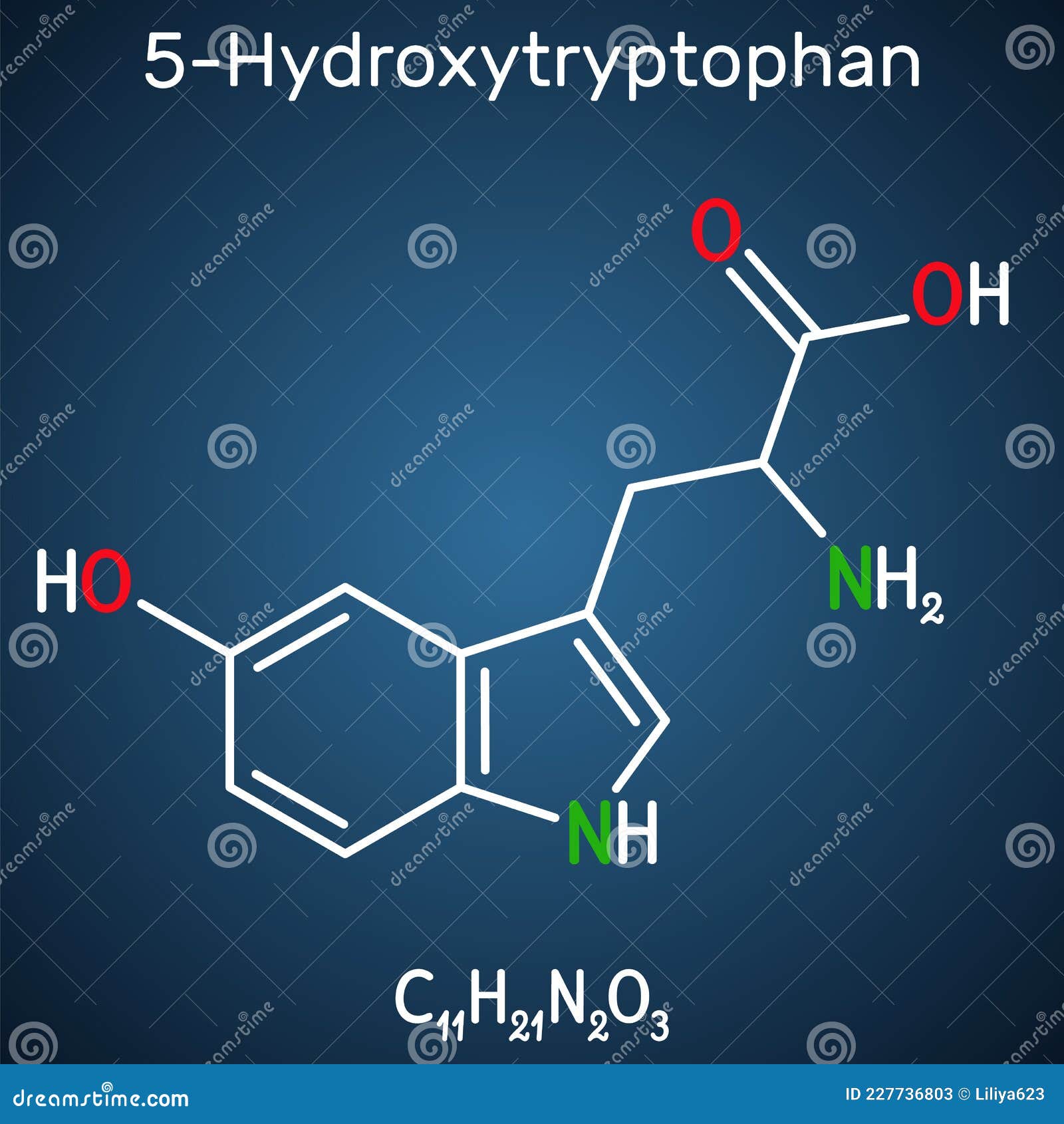 5-Hydroxytryptophan, 5-HTP, Hydroxytryptophan, Oxitriptan Molecule. it ...