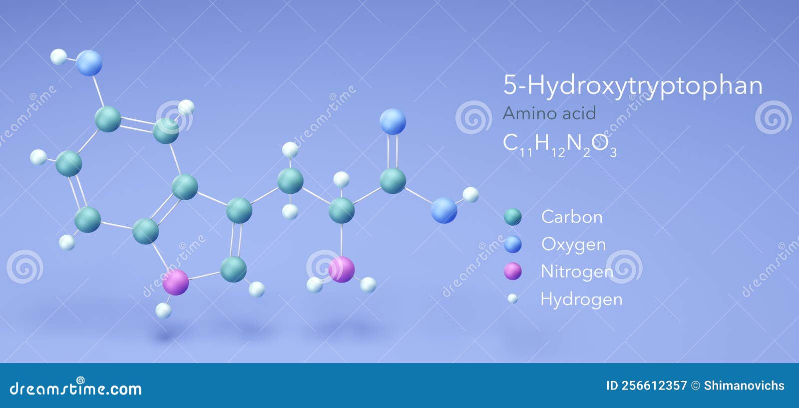 5-hydroxytryptophan, Molecular Structures, Amino Acid, 3d Model ...