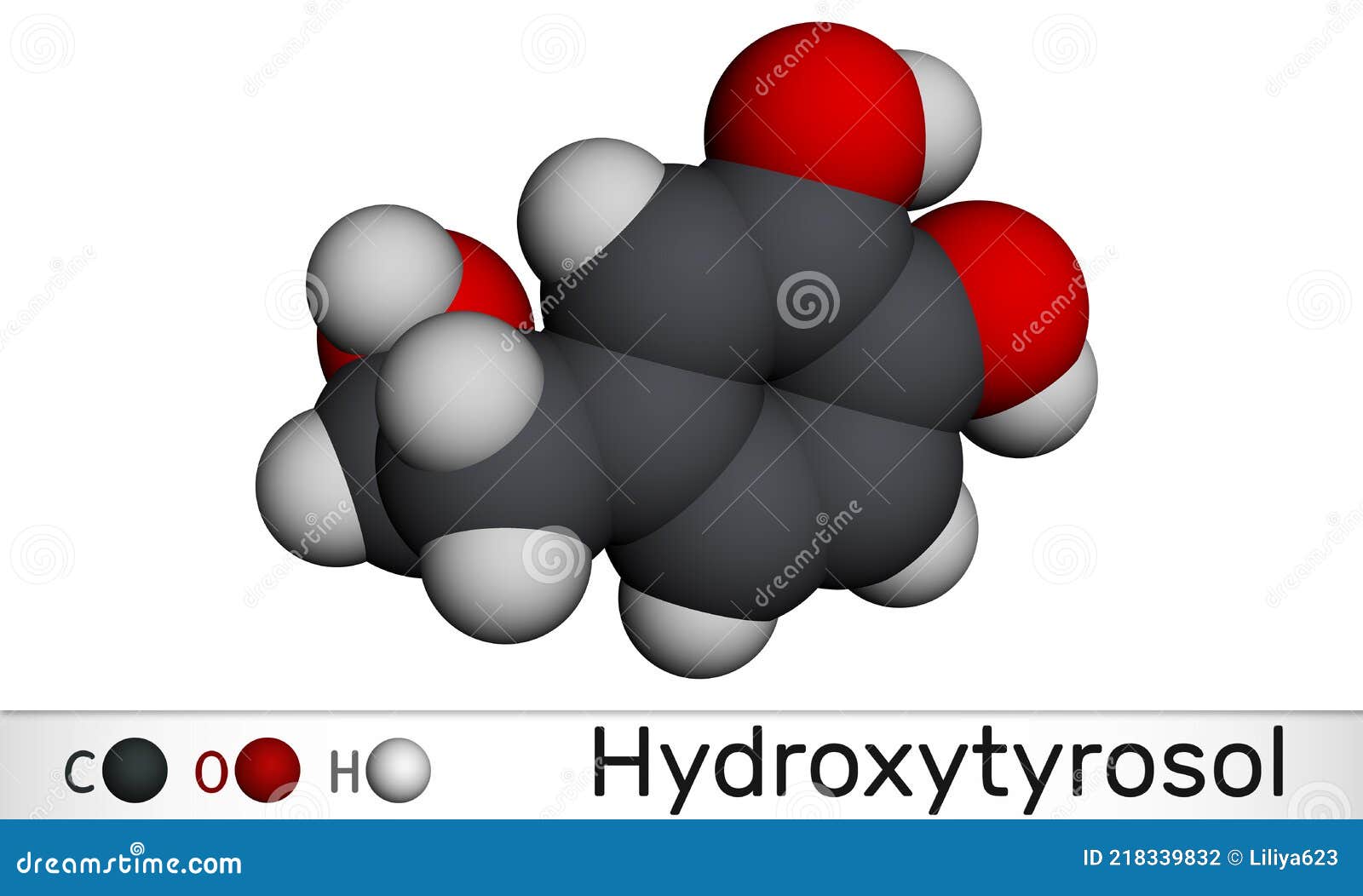 Hydroxytyrosol Molecule. Structural Chemical Formula On The Dark Blue ...