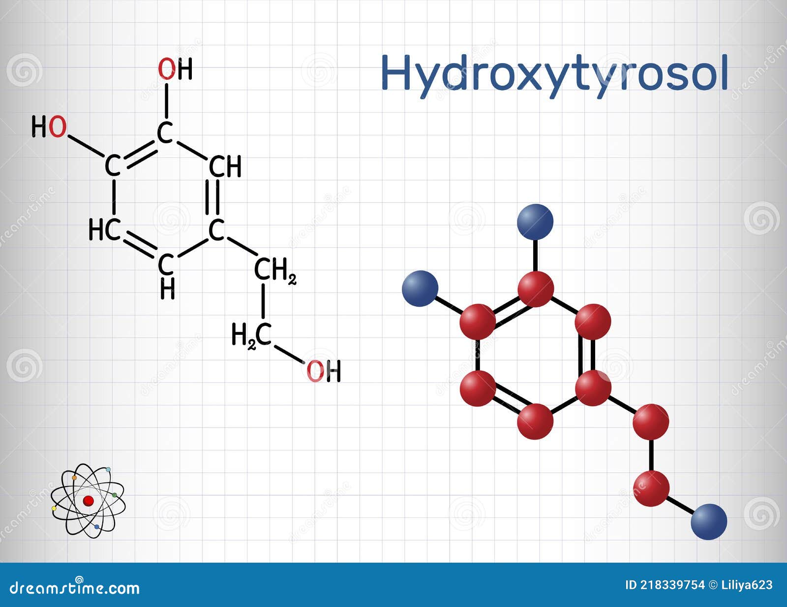 Hydroxytyrosol Molecule. It Is Catechol. Skeletal Chemical Formula ...